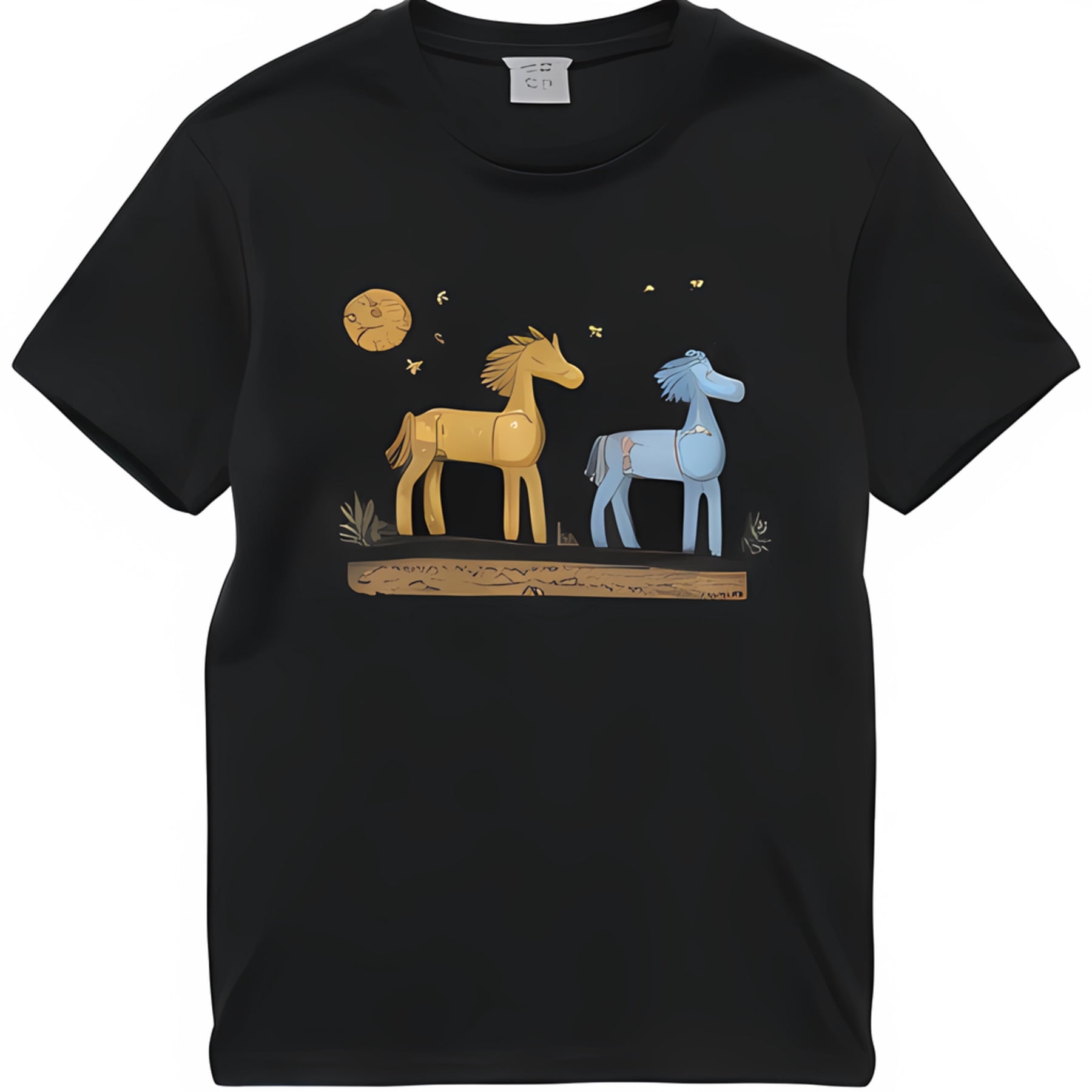 Kids' Moonlit Horse Black T-Shirt Naoto Hattori & Jon Klassen Style ...