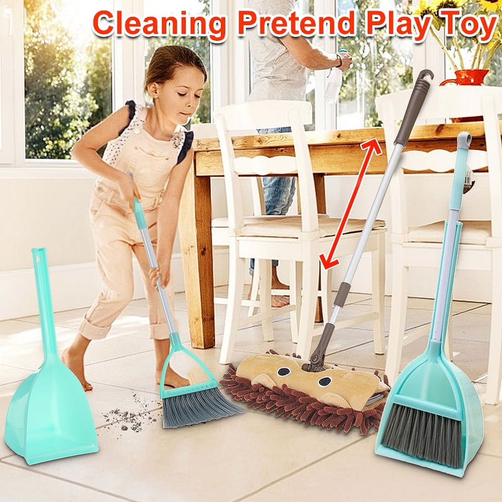 Kids Mop Broom Dustpan Set Kid's Housekeeping Cleaning Tool Pretend ...