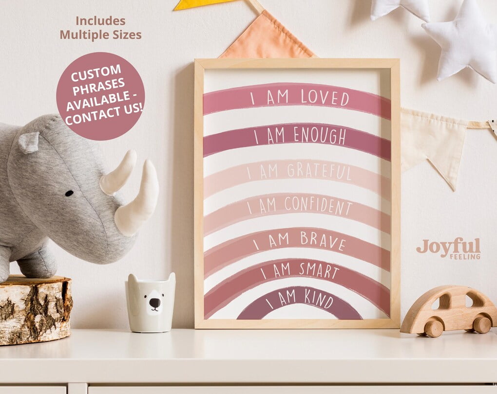Kids Motivational Poster – Rainbow Wall Art With Positive Affirmations ...