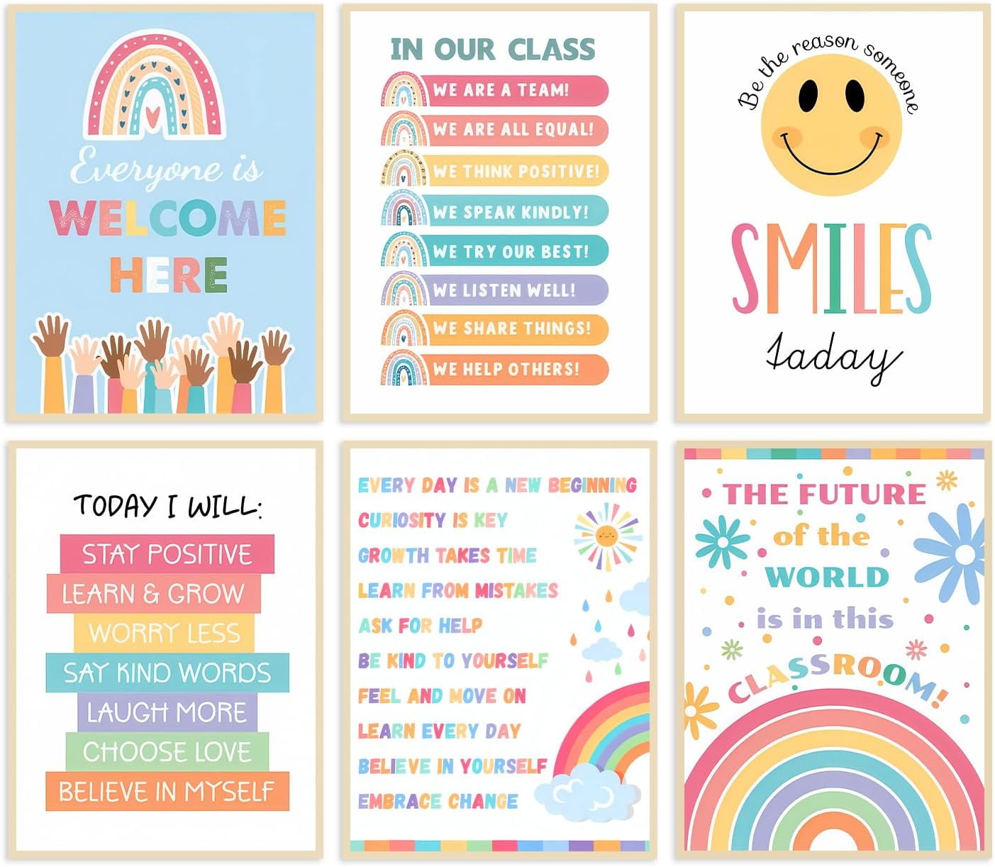 Kids Motivational Wall Art Posters for Classroom, Growth Mindset ...