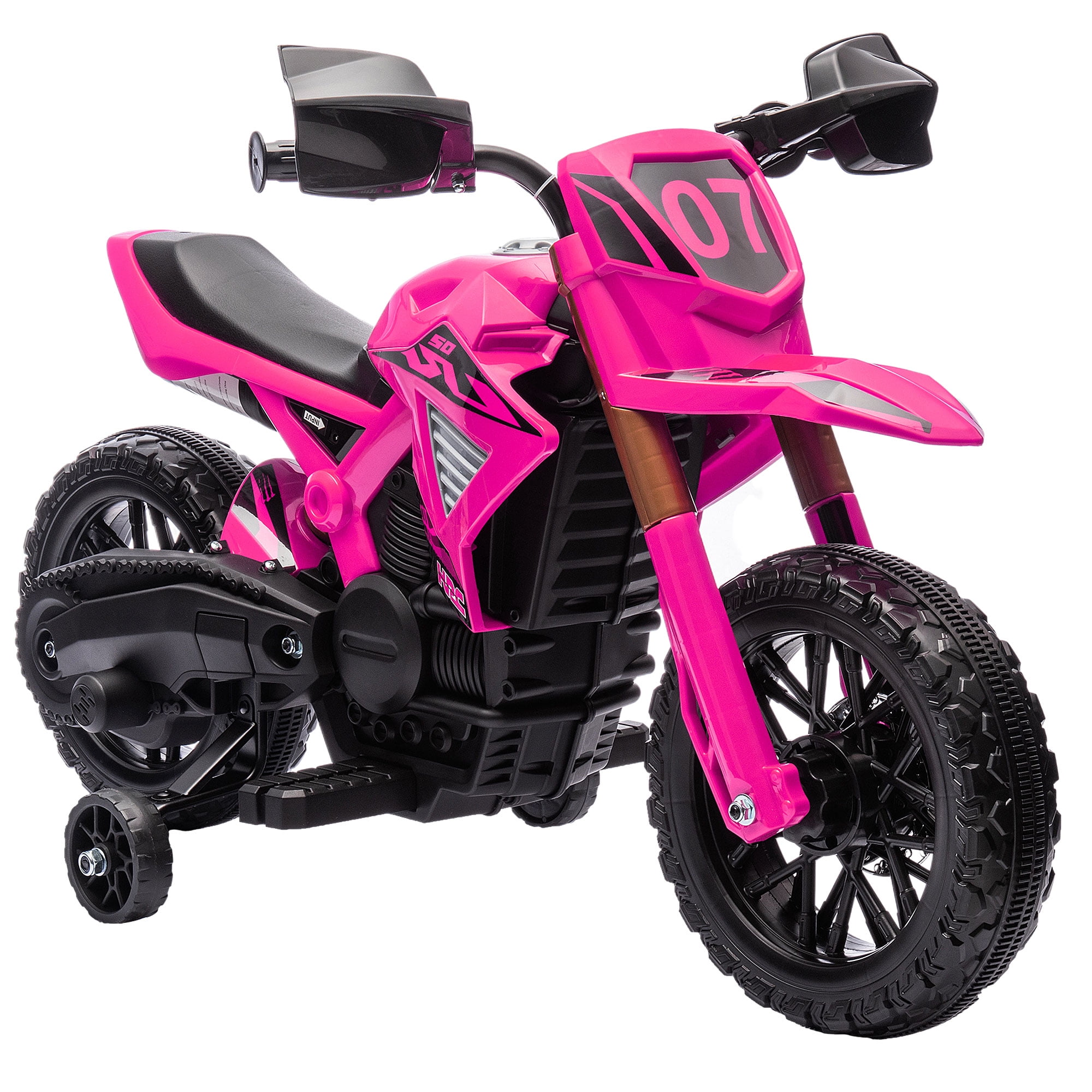 Kids Motorcycle, 6V Battery Powered Dirt Bike with Training Wheels ...