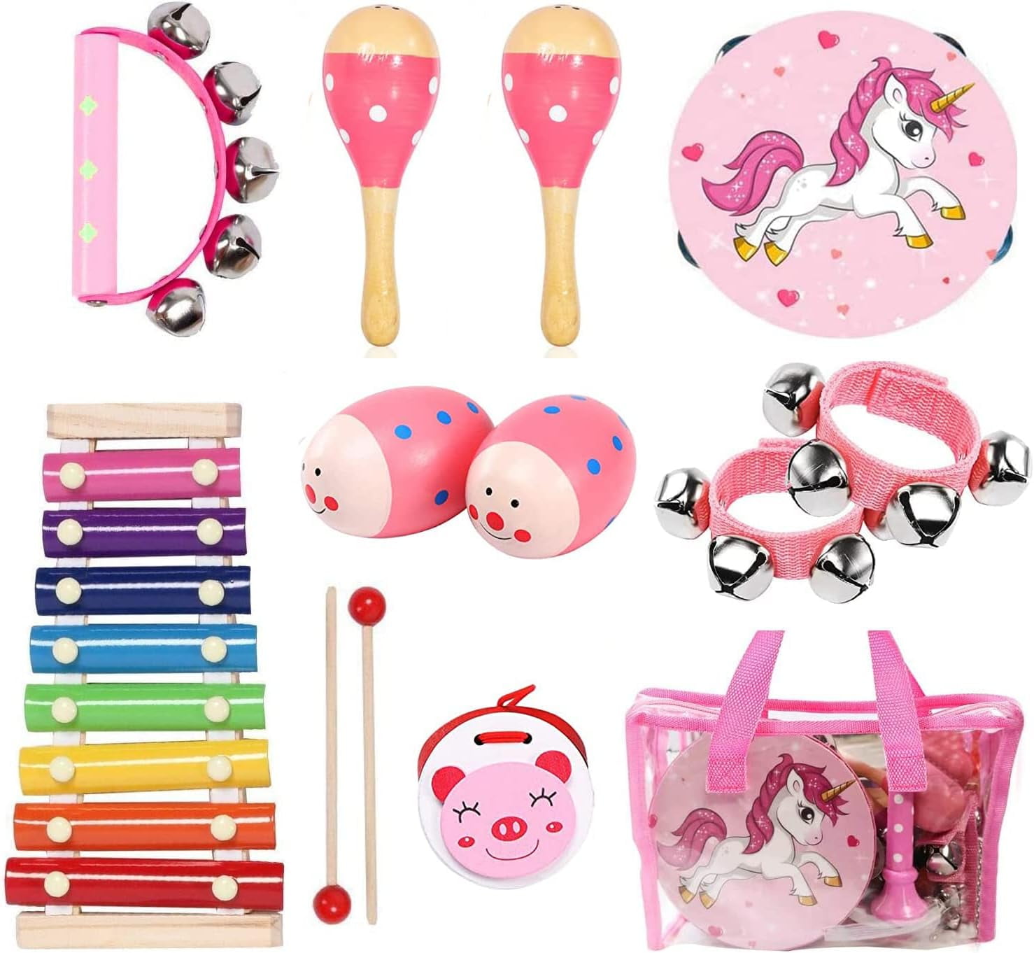 Kids Musical Instruments Sets, 12pcs Wooden Percussion Instruments Toys ...