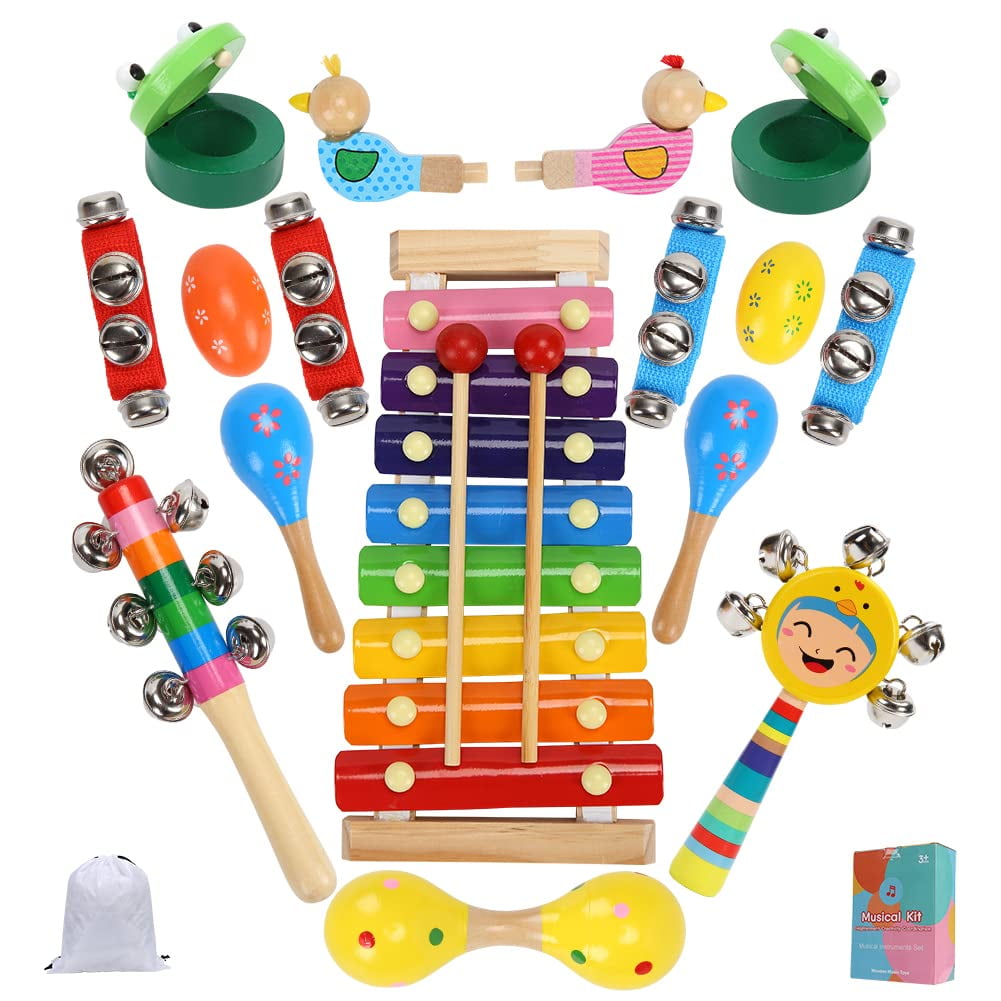 Kids Musical Instruments, Wooden Percussion Instruments Tambourine ...
