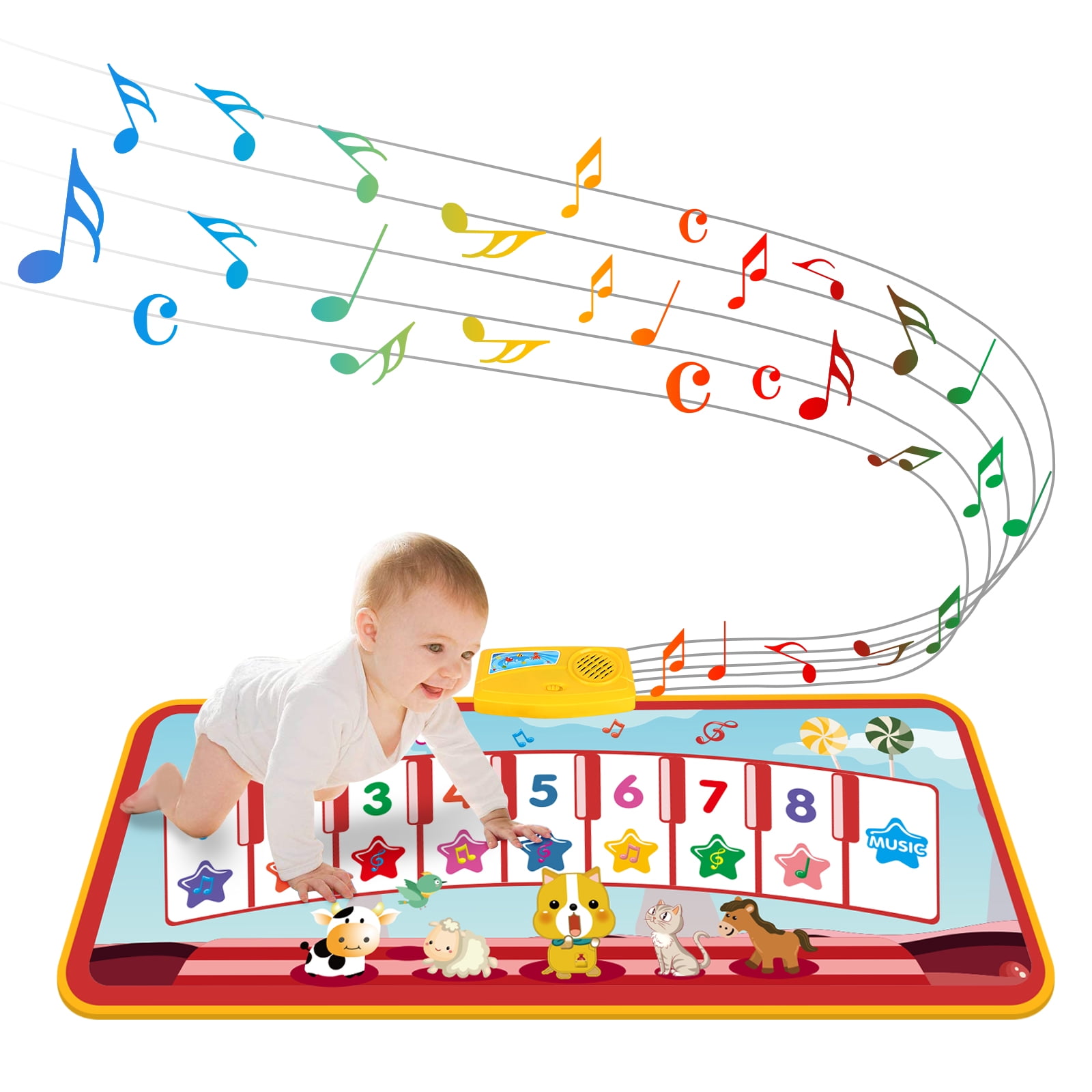 Tecboss Kids Musical Mat Toys, 48'' x 18'' Piano Keyboard Dancing Mat ...
