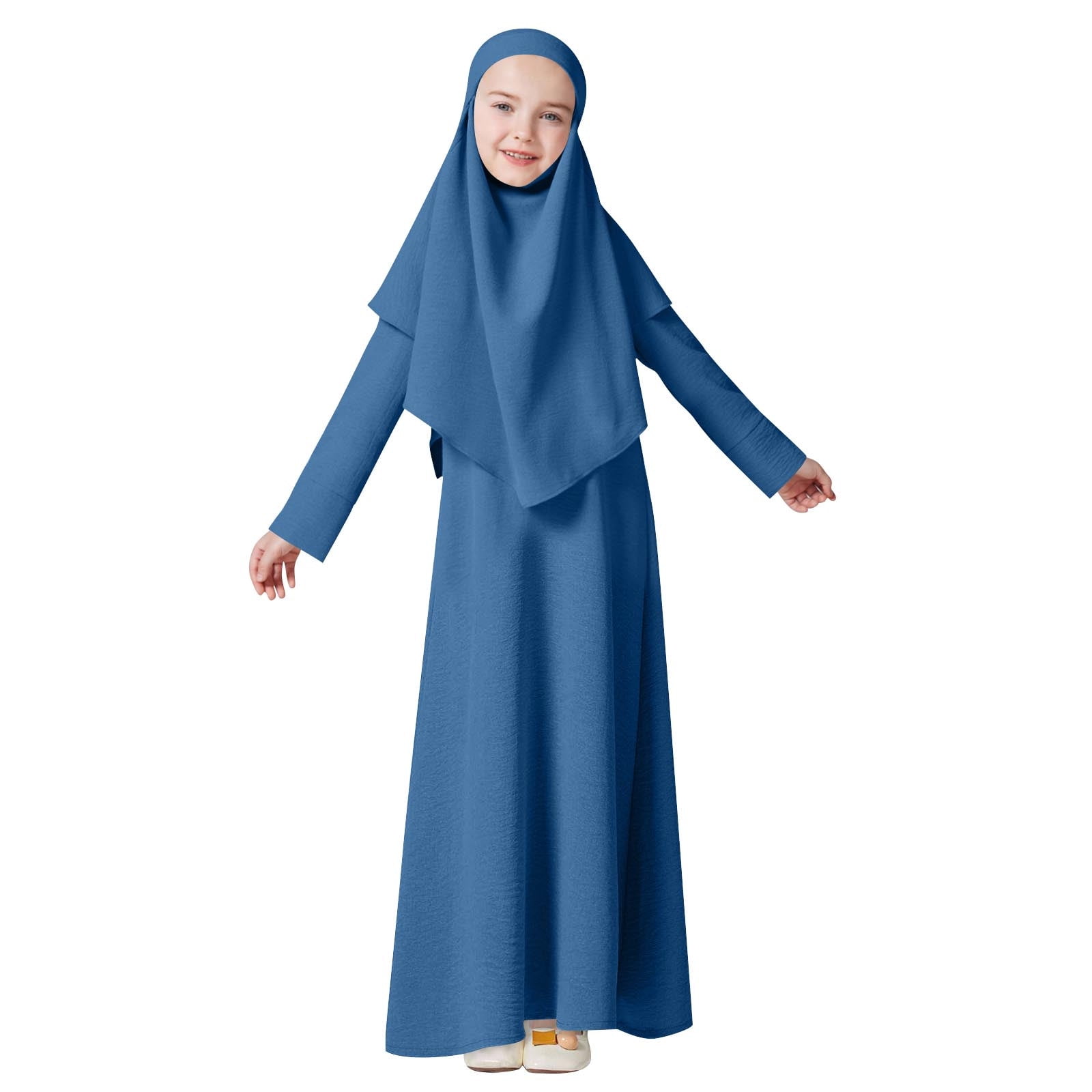 Kids Muslim Prayer Dress With Hijab & Pouch, Soft Viscose Abaya For ...