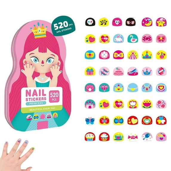 Kids Nail Stickers, Nail Stickers for Kids, Self-Adhesive Cute Girl ...