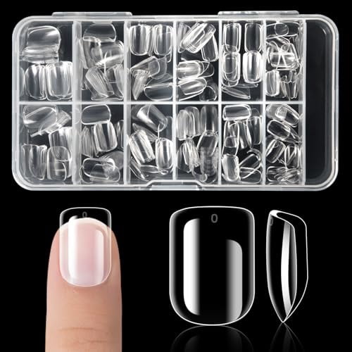 Kids Nail Tips - 240pcs Children Square Clear Press On Nails for Little ...
