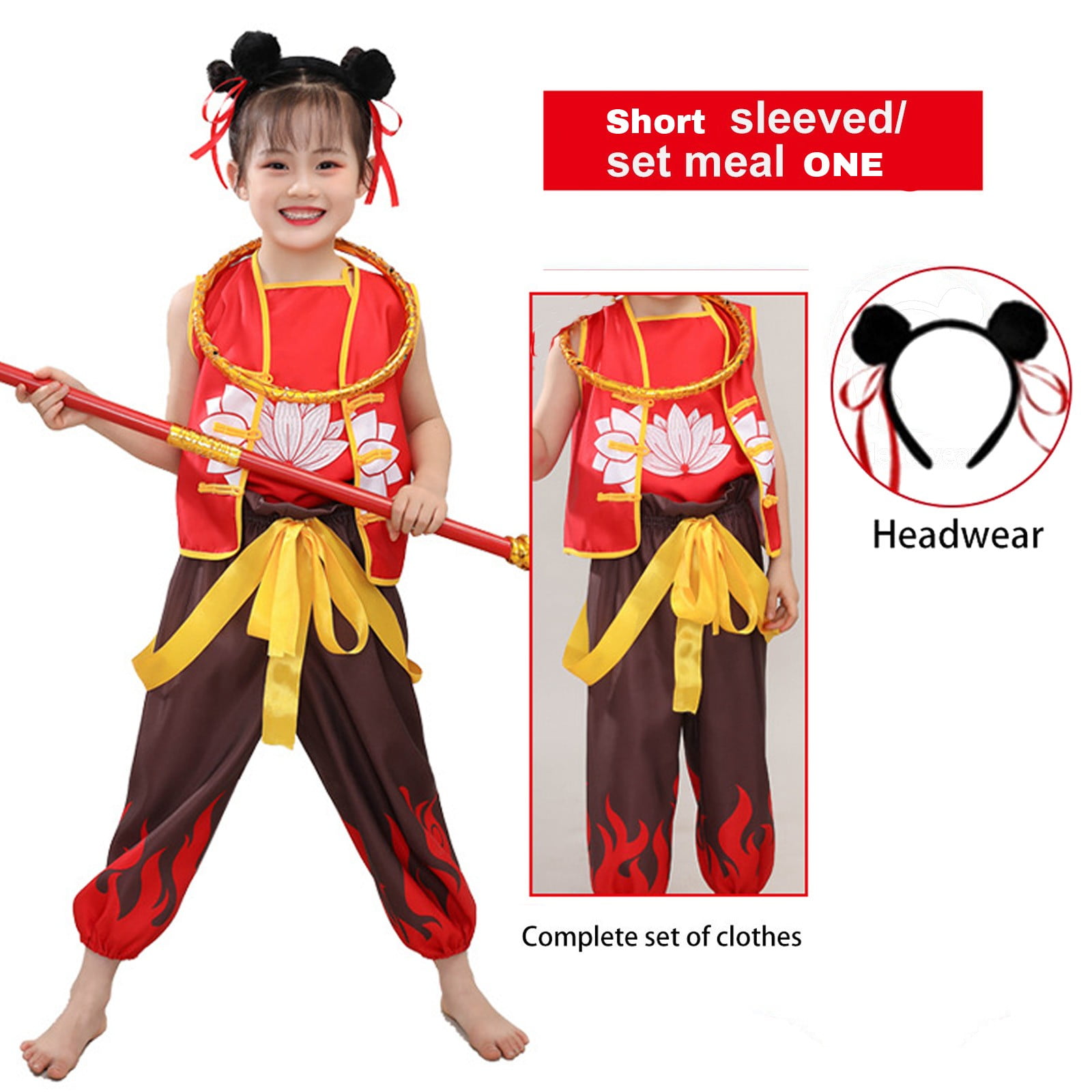 Kids Nezha Costume 4-Piece Set - Traditional Chinese Hero Outfit for ...