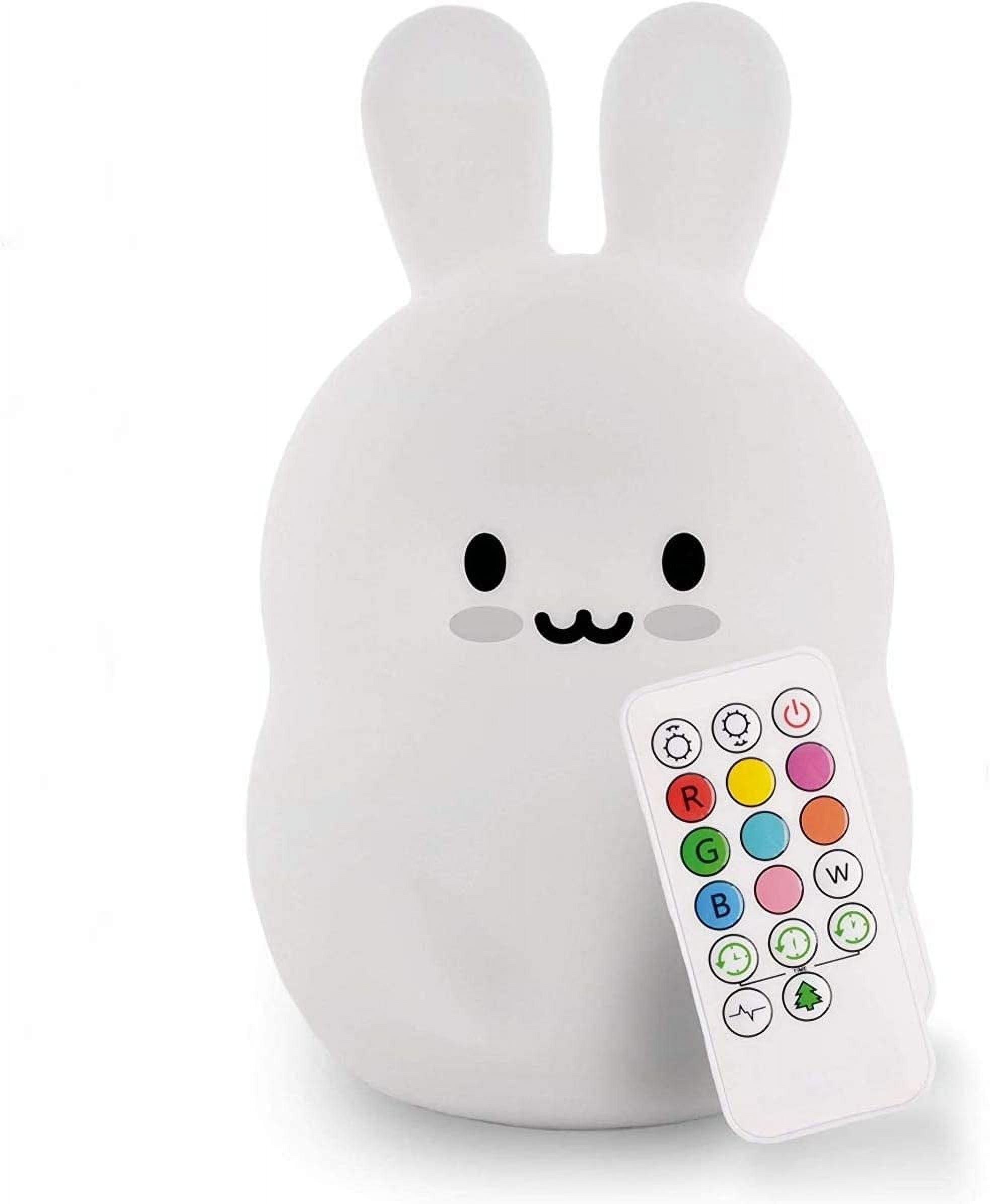 Kids Night Light - Rabbit LED Silicone Bedside Lamp with Adjustable ...