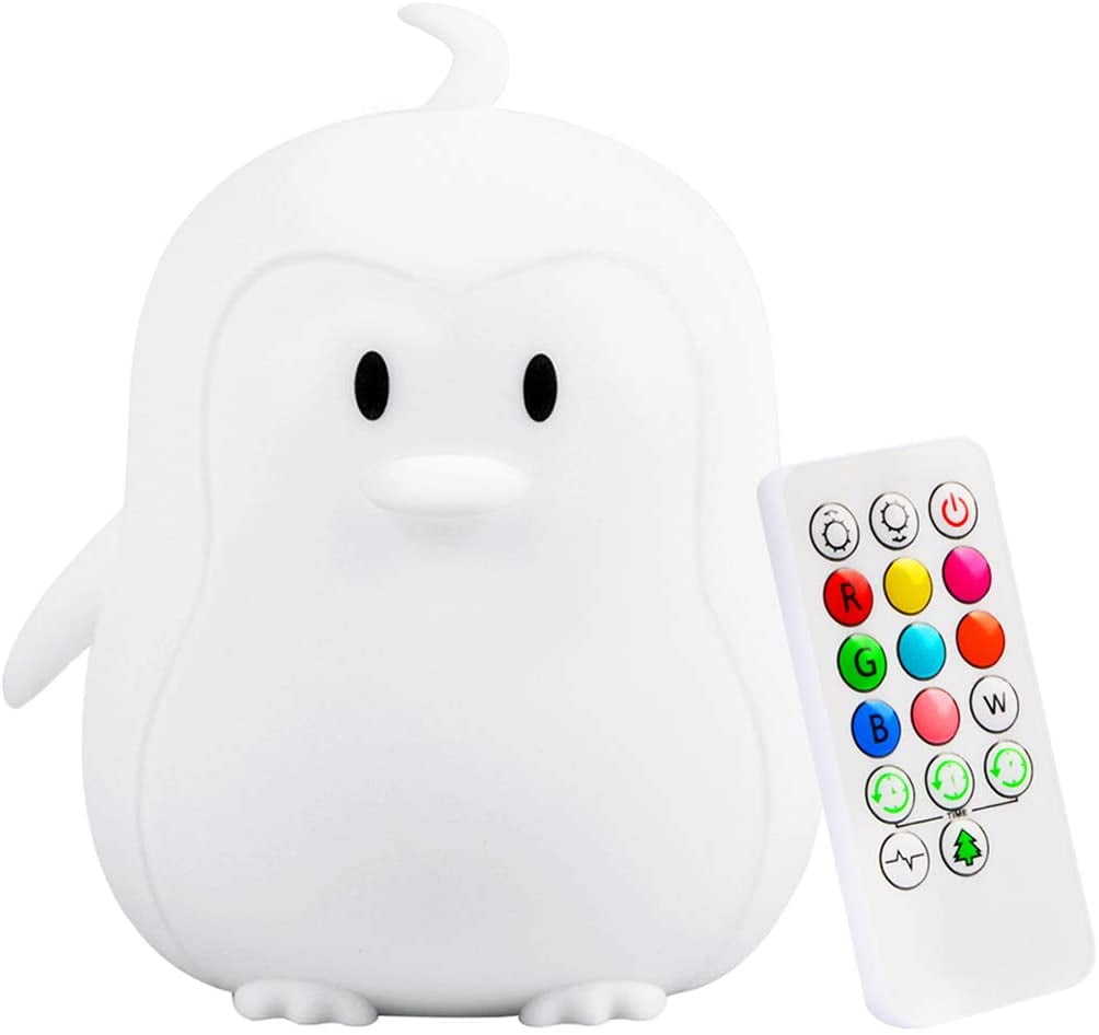 Kids Night Light (Silicone Light) USB Rechargeable Penguin Night Lights ...