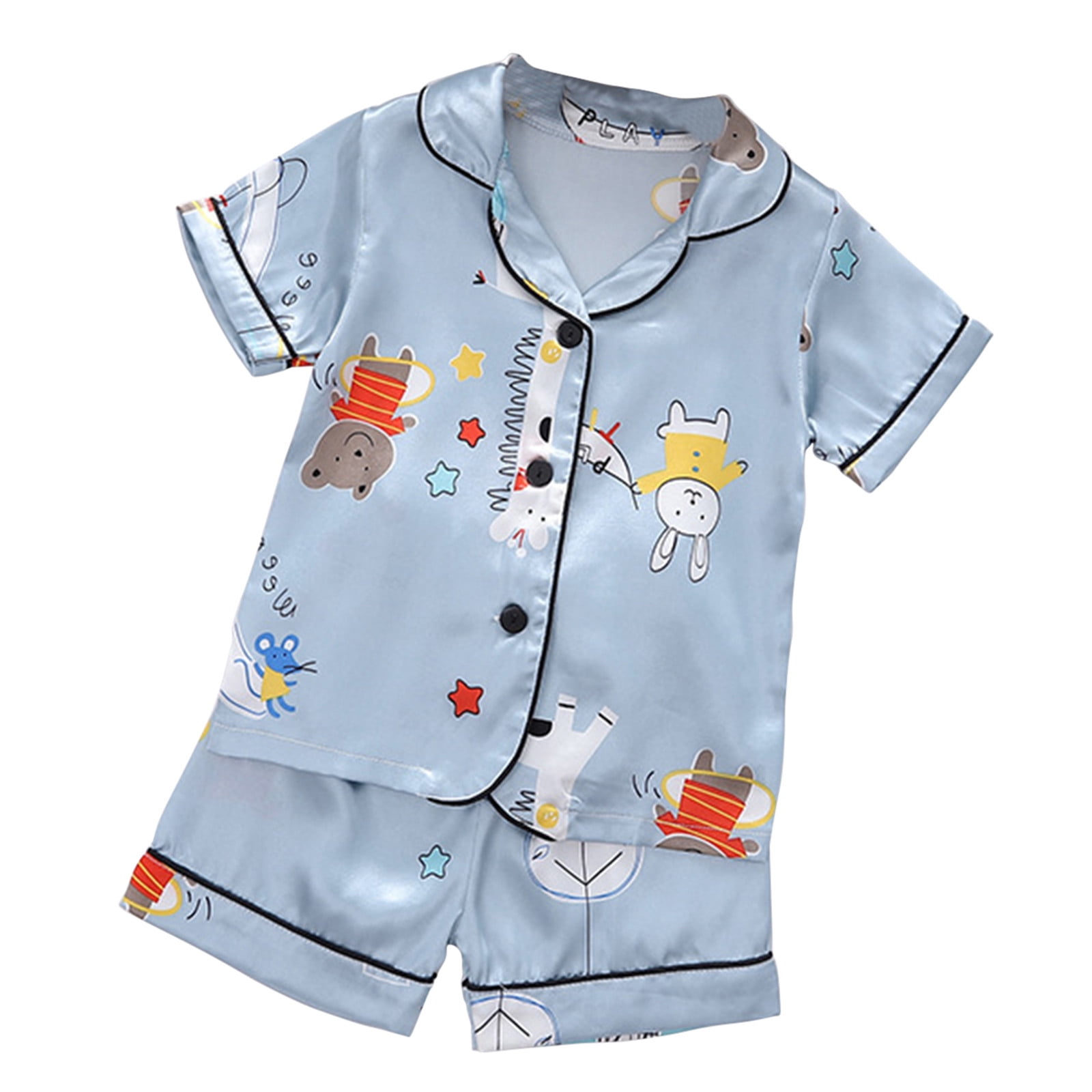 Kids Nightwears Girls Spring Summer Cartoon Print Short Sleeve ...