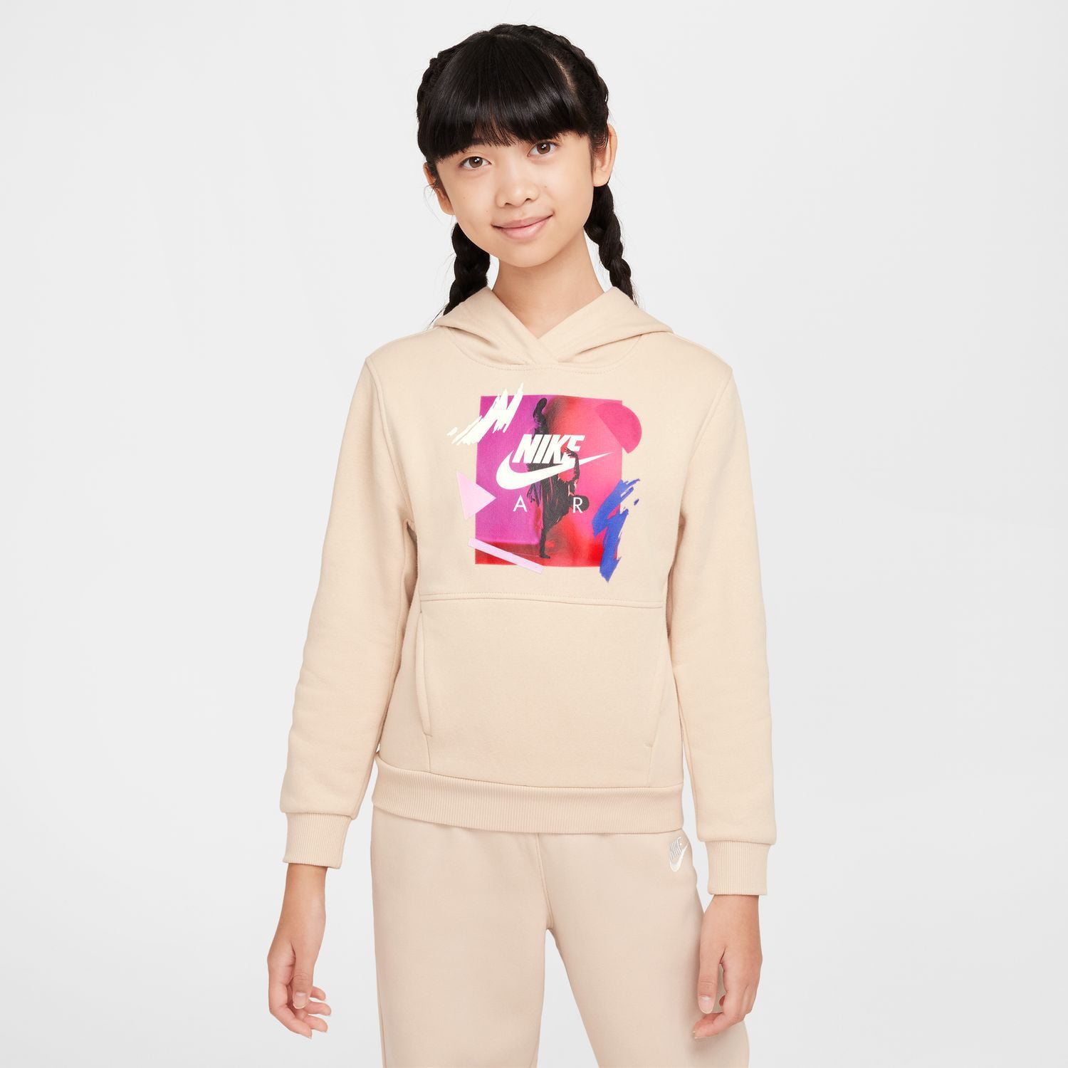 Kids Nike Breakdancer Club Fleece Hoodie Color: Sanddrift Size: LARGE ...