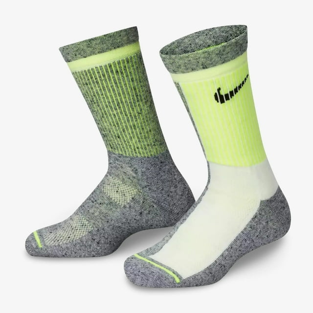 (Kids) Nike Dri-Fit Everyday Essential Crew Socks (1 Pack) Black / Volt - Walmart.com