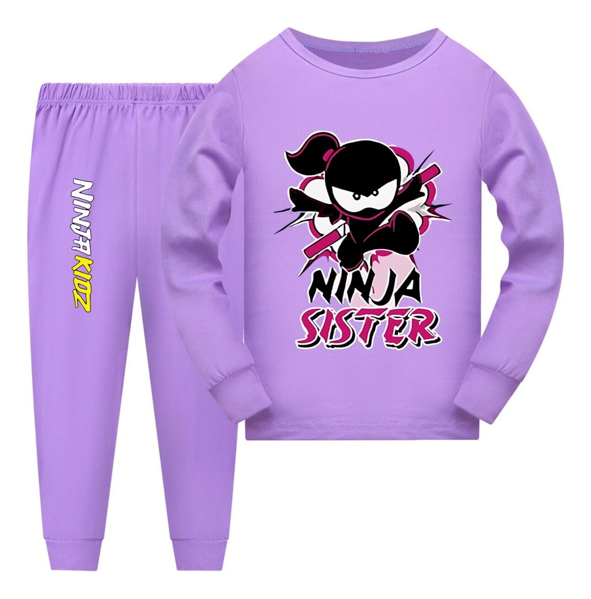 Kids Ninja Lounge Pajamas – Ninja Cartoon Nightwear Set – Boys Girls ...