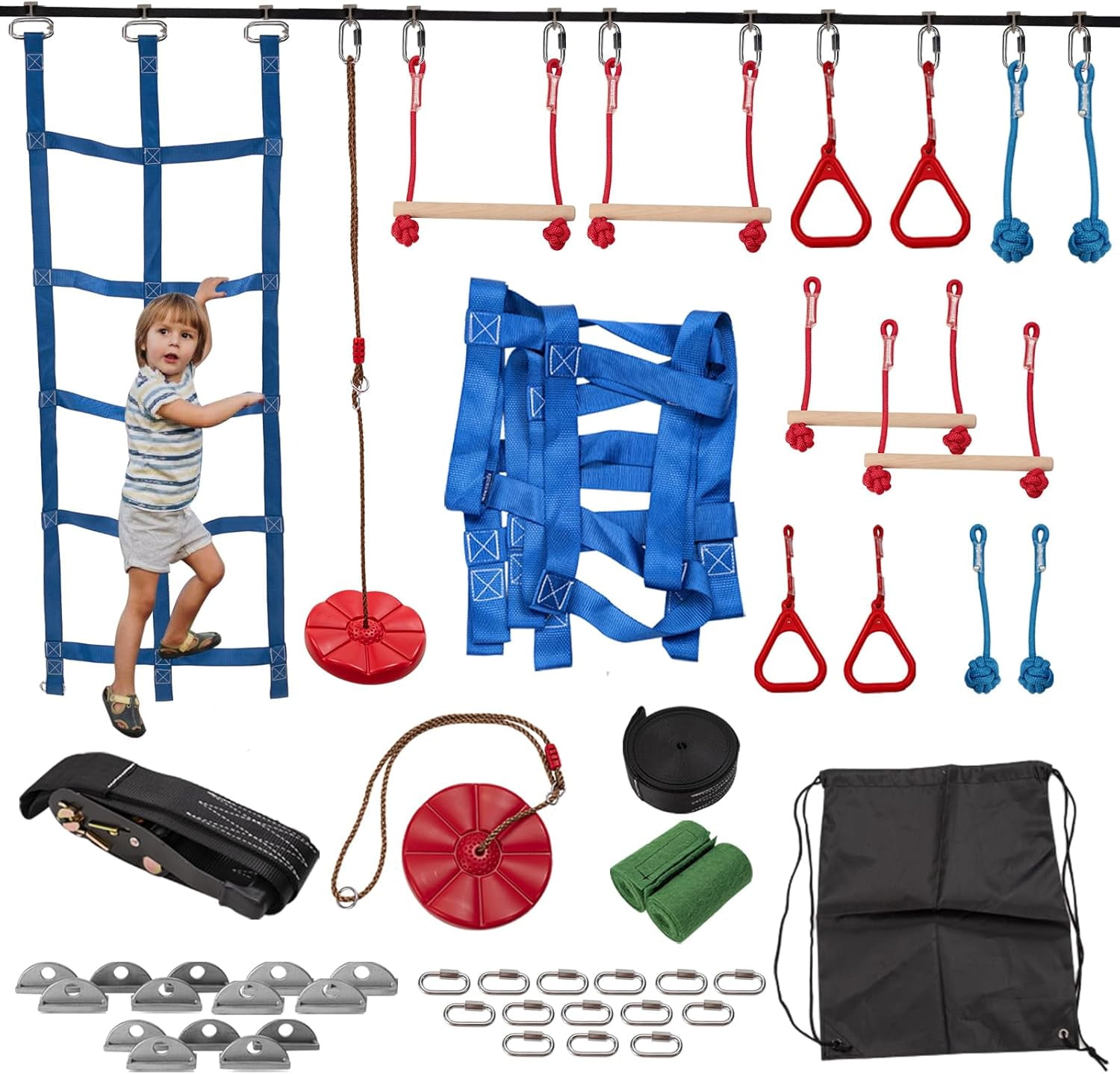 Kids Ninja Warrior Obstacle Course Toys Accessories 8 PCS, Outside 50FT ...