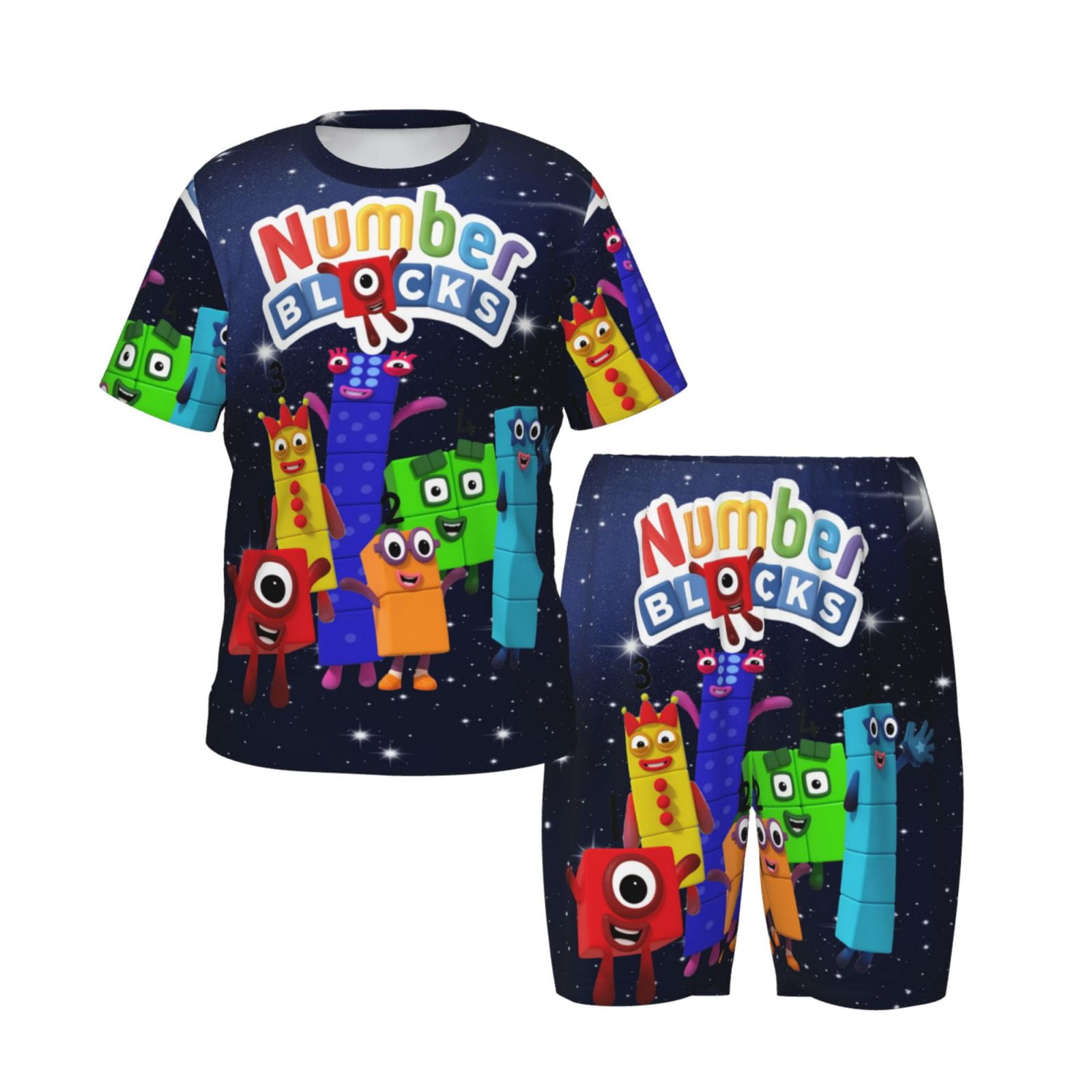 Kids Number Block Short Sleeve Top And Short Set 2 Piece Pajama Set ...
