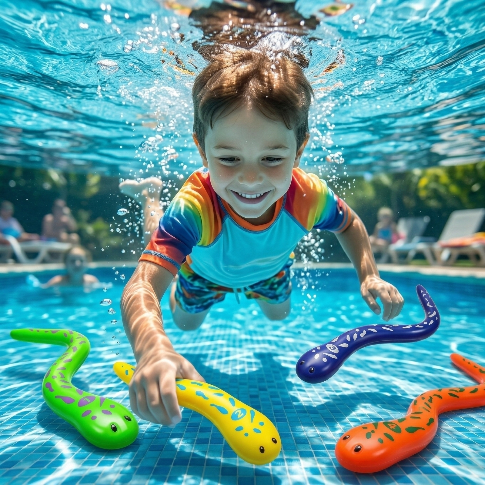 Kids Ocean Animal Dive Toys, Treasure Hunt Pool Game Set with Sea ...