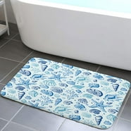 Sea Turtle Bath Mat, Ocean Animal Starfish Seagrass Coral Reef Fish ...