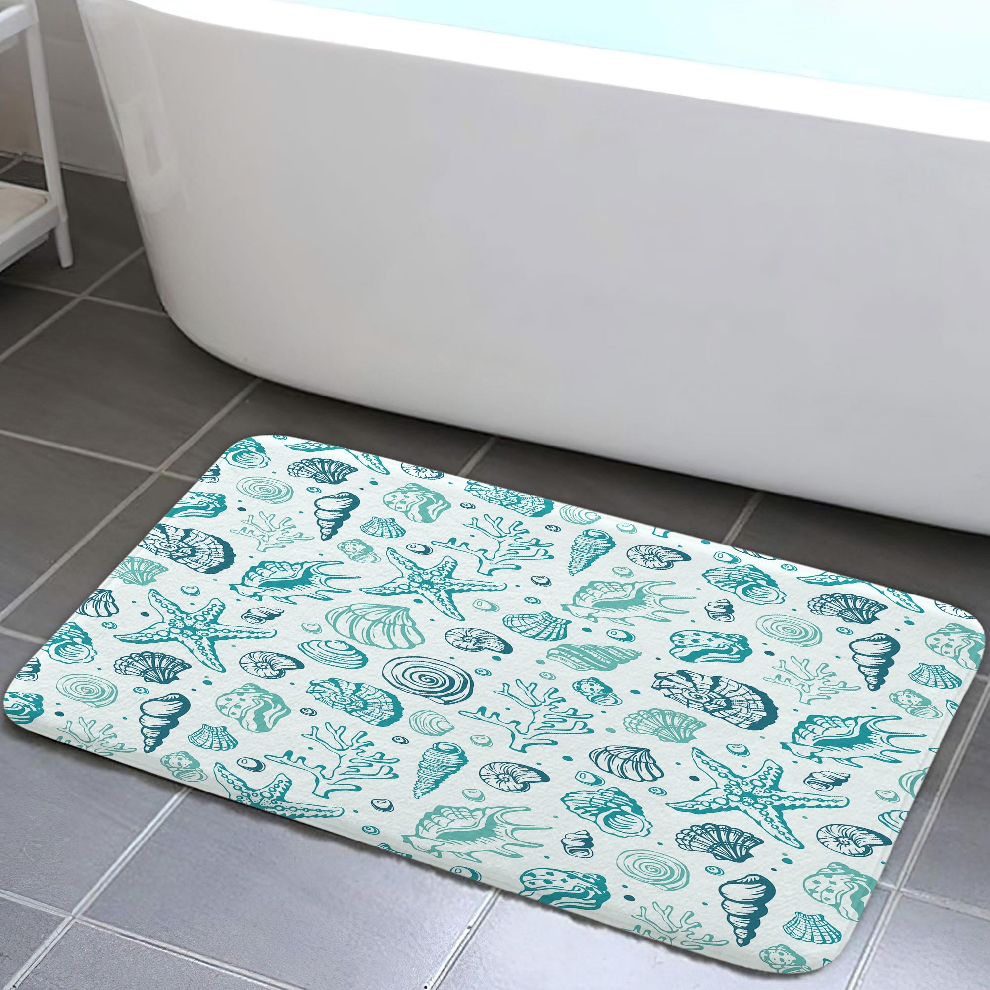 Kids Ocean Bathroom Rugs, Sea Fish Bath Mat for Children Bathroom ...