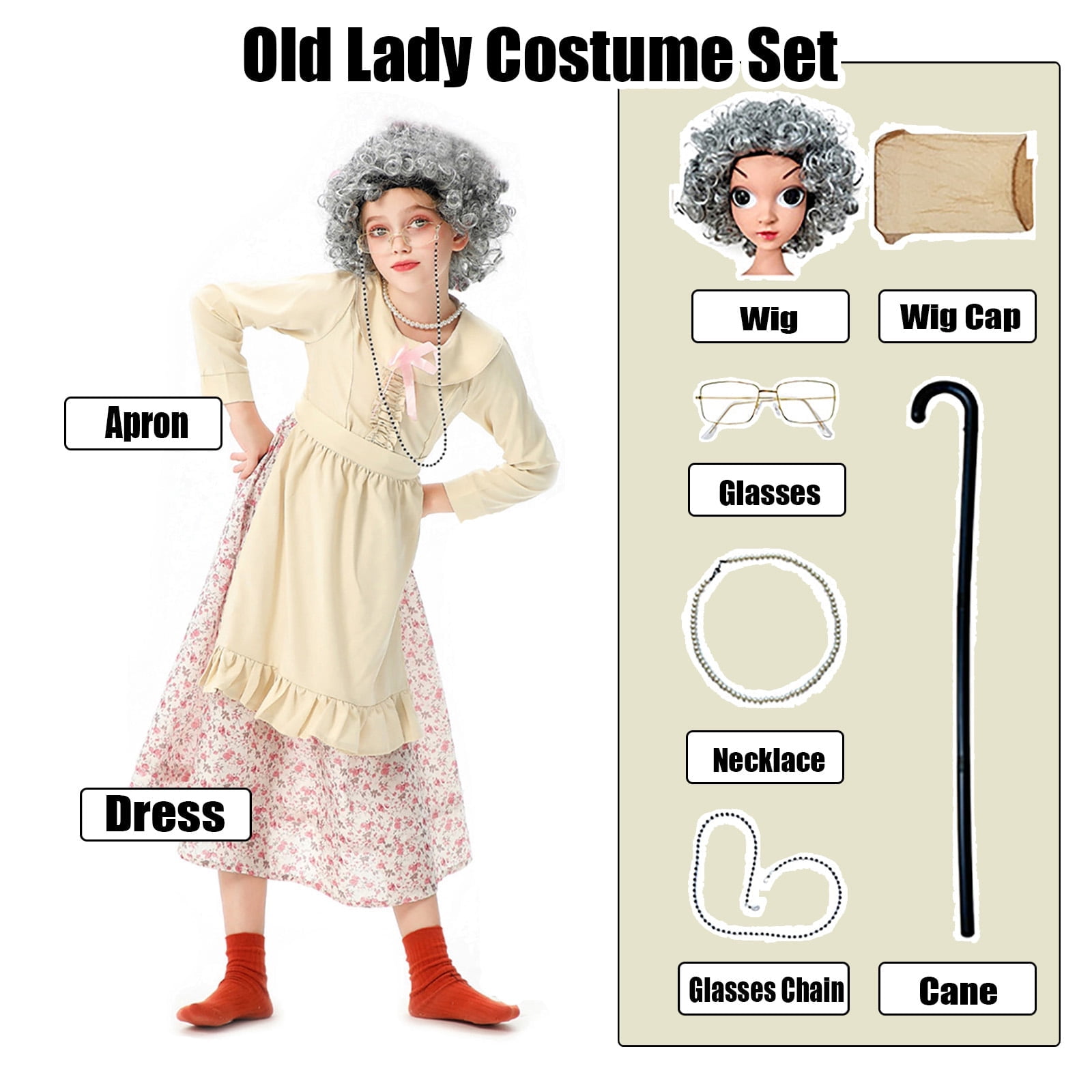 Kids Old Lady Outfits for Girls 100 Day of School Outfits for Girls ...