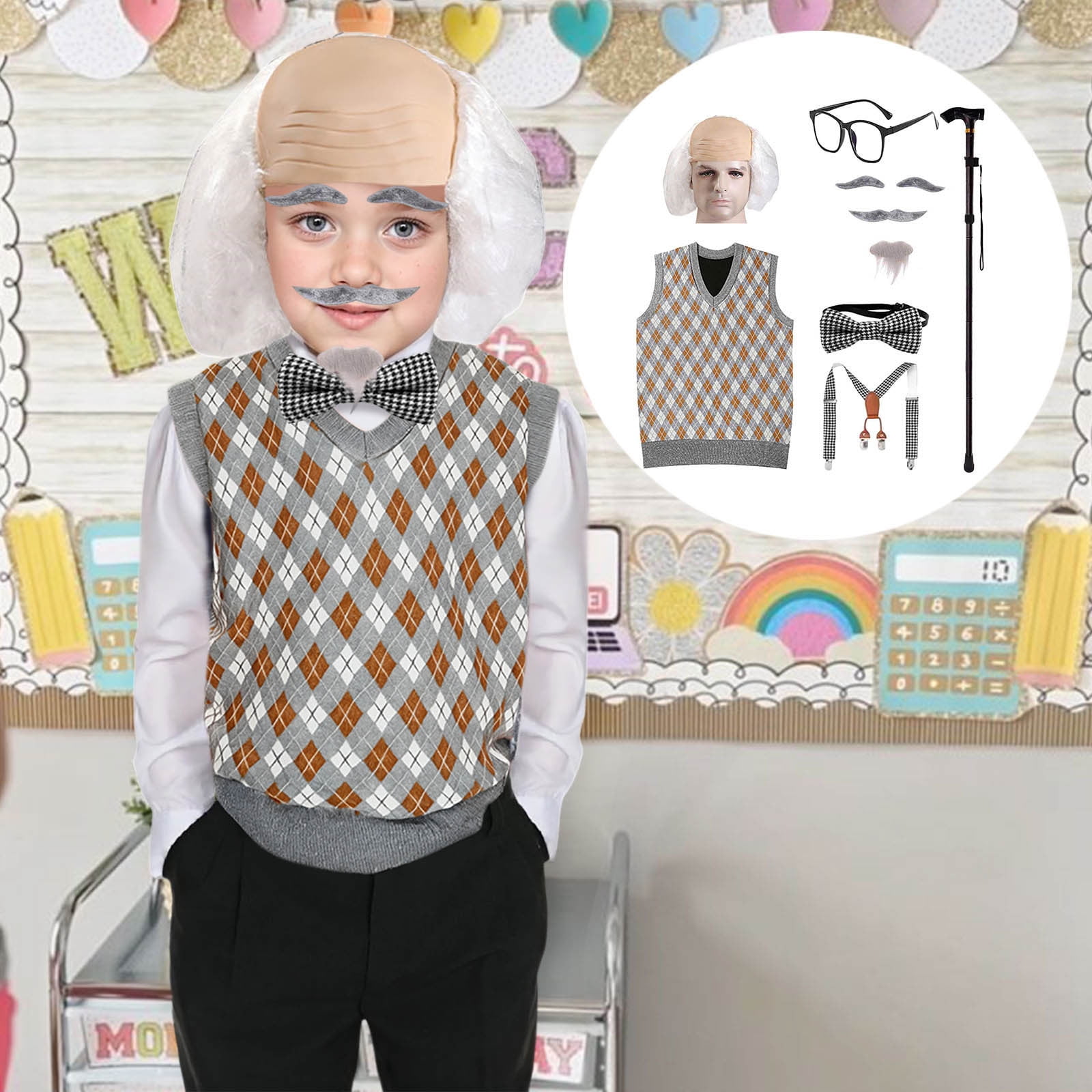 Kids Old Man for Boys 100 Days of School Boys Grandpa for Kids with ...
