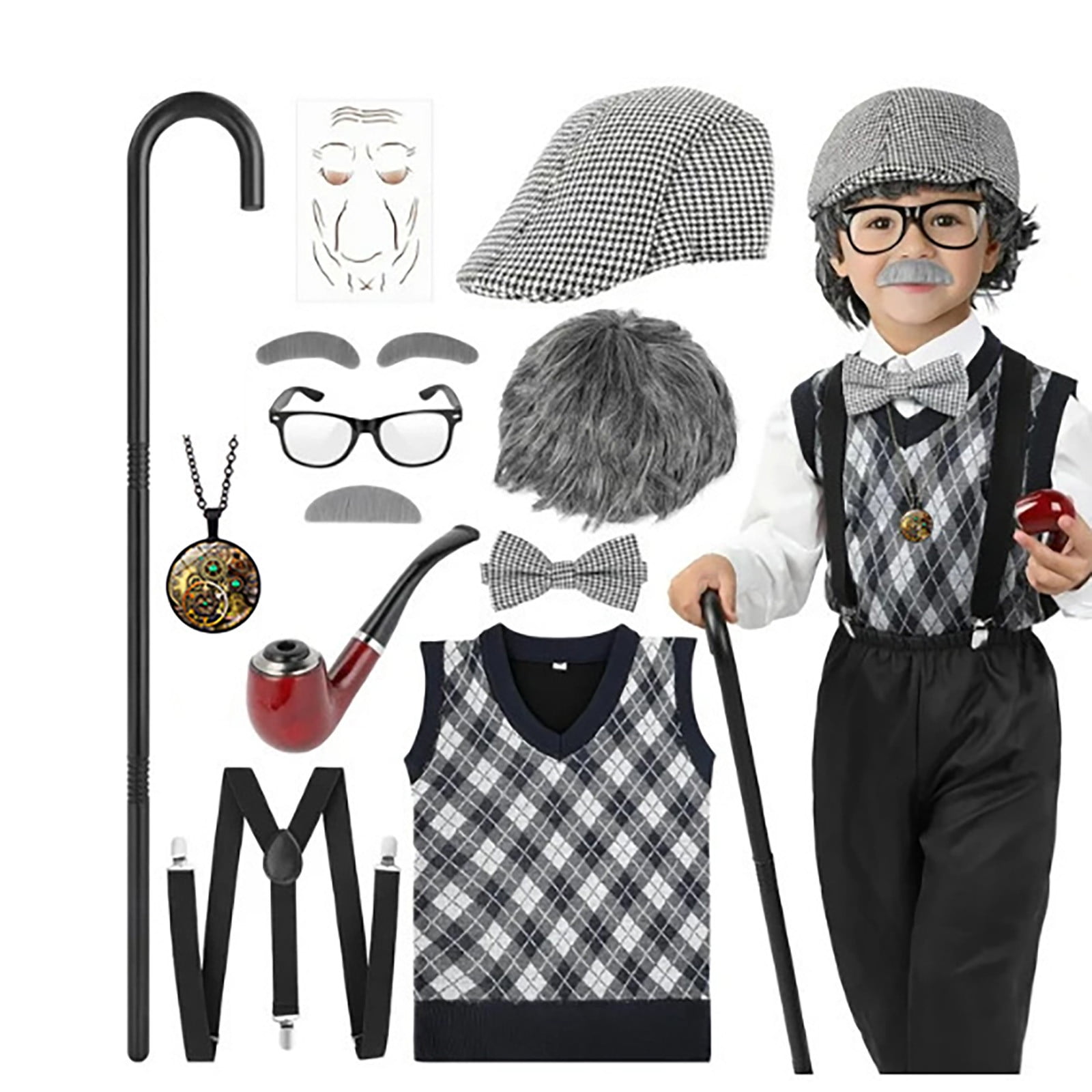 Kids Old Man Costume for Boys 100 Year Old Costume for Boys Grandpa ...