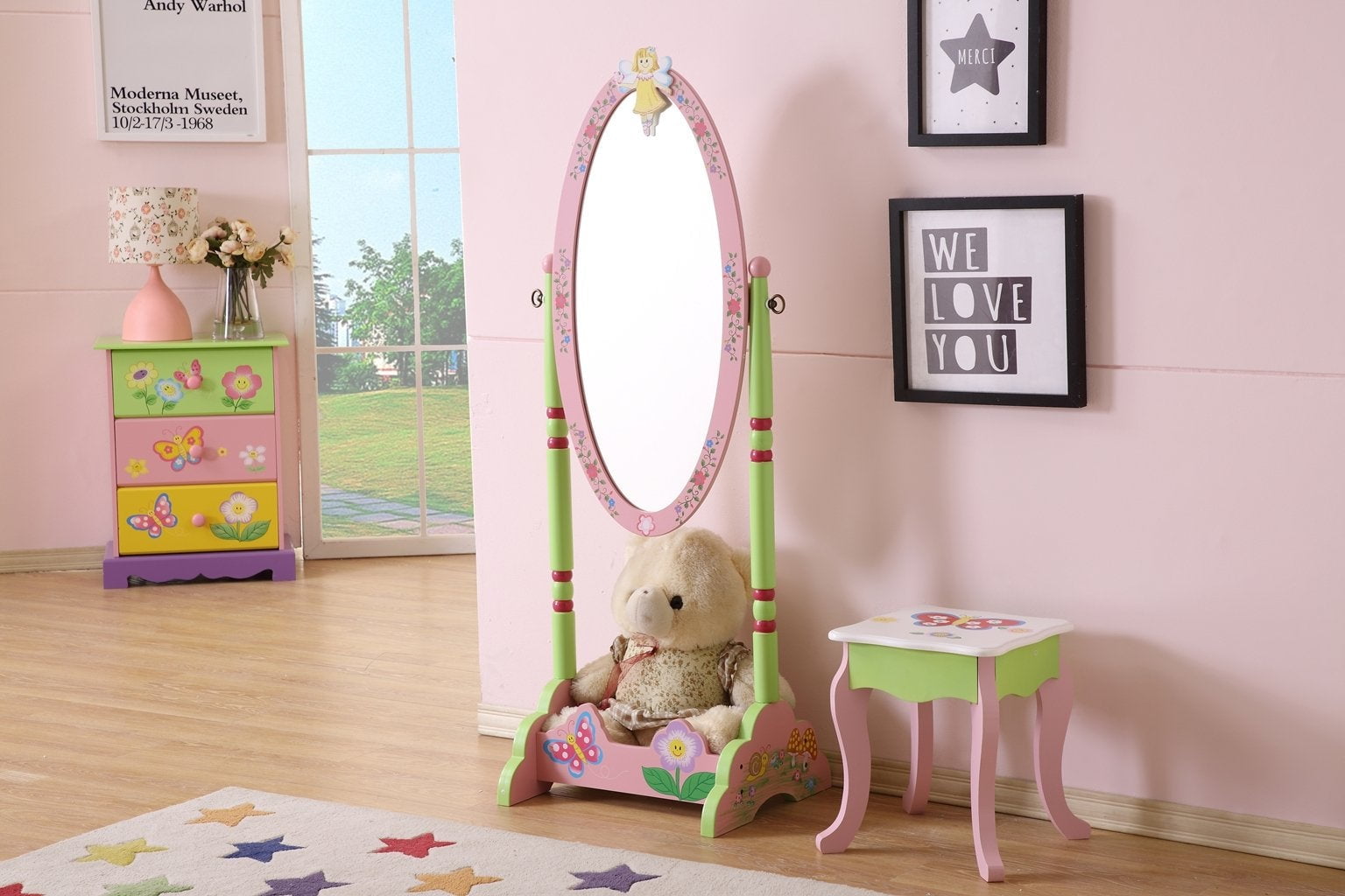 Kids Olivia the Fairy Standing Mirror - Wooden Full-Length Mirror for ...