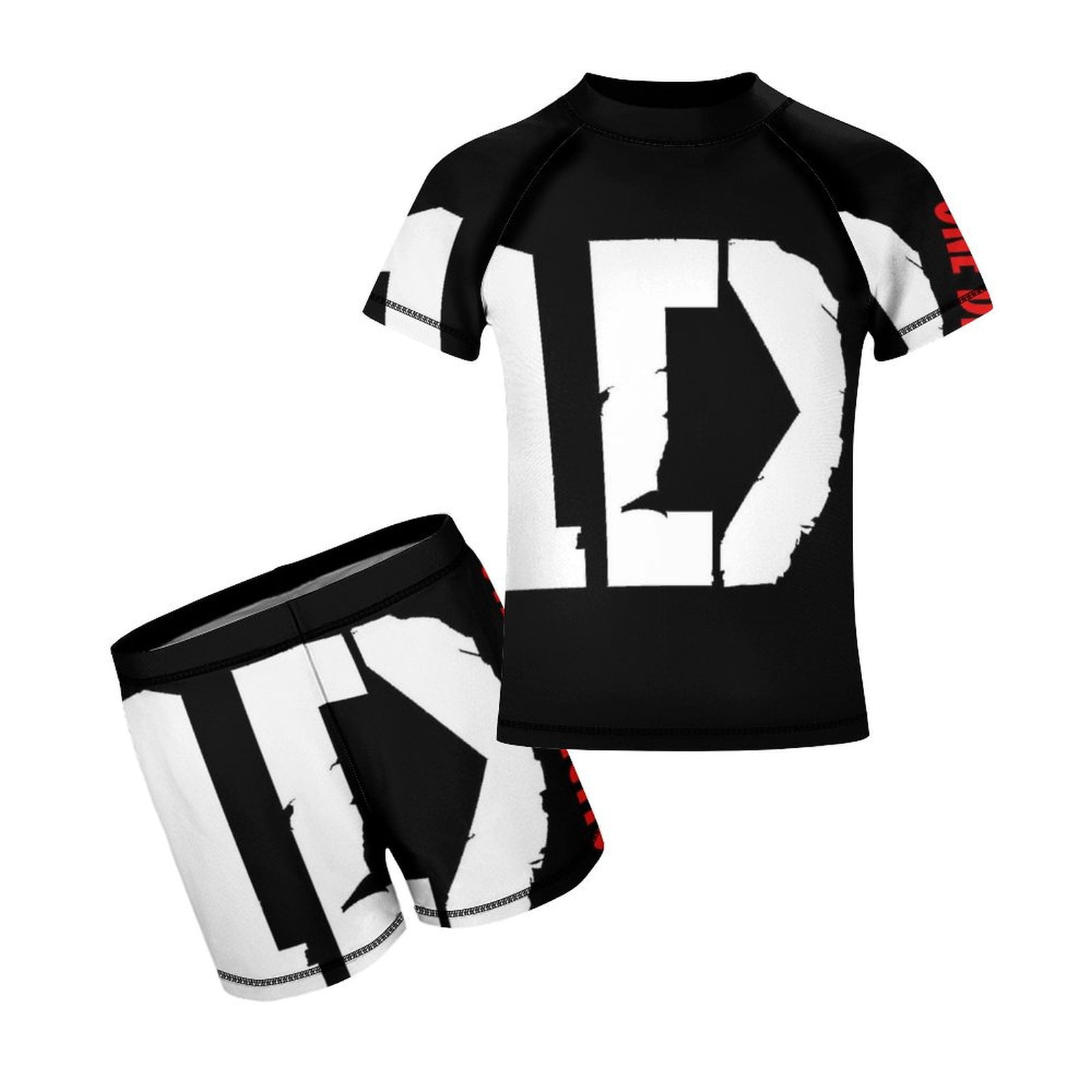 Kids One Direction Boys Short Sleeve Bathing Suit 2 Piece Rash Guard ...