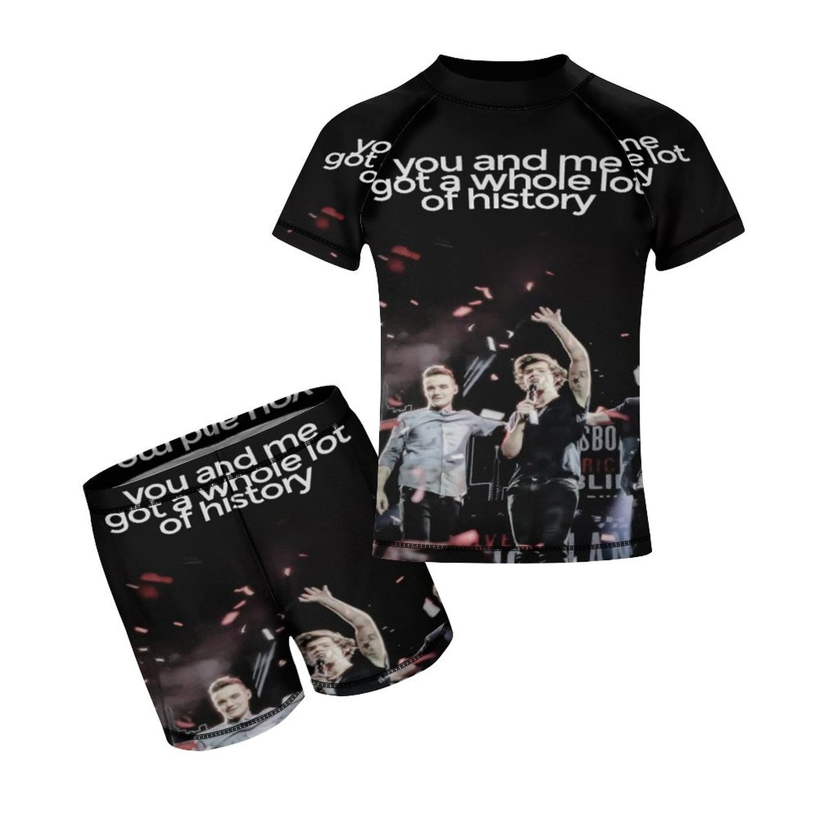 Kids One Direction Boys Short Sleeve Bathing Suit 2 Piece Rash Guard ...