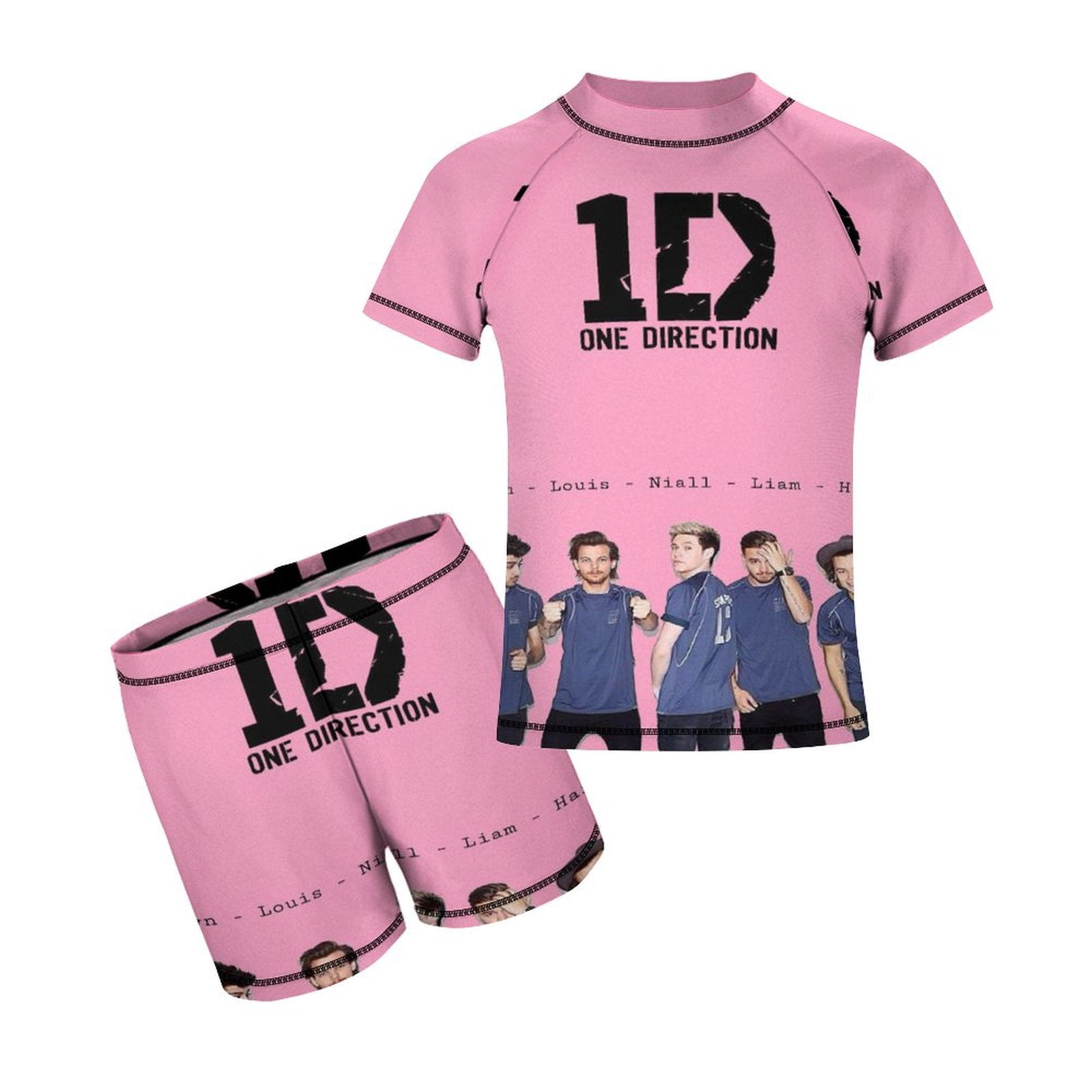 Kids One Direction Boys Short Sleeve Bathing Suit 2 Piece Rash Guard ...