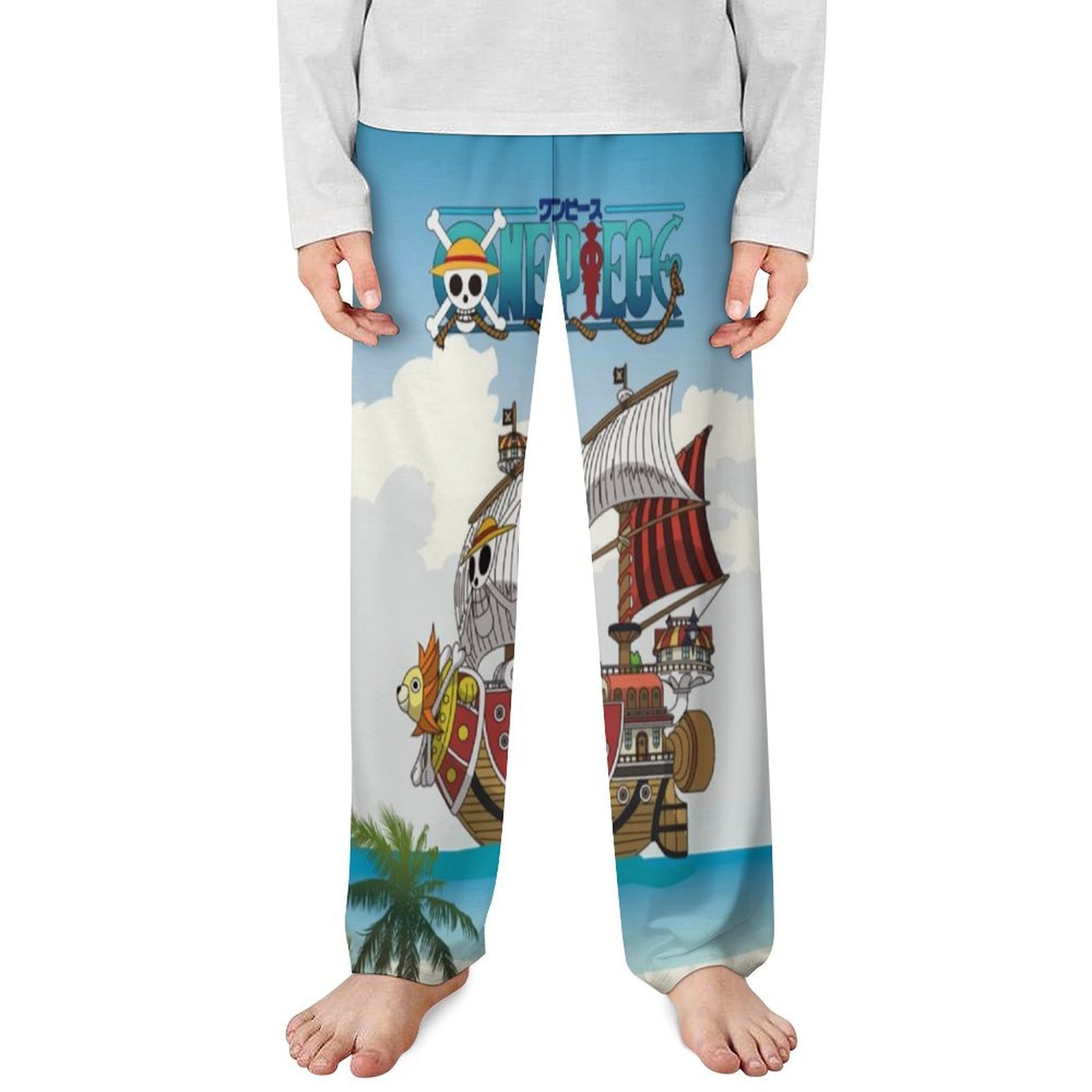 Kids One Piece Luffy Pajama Pants Cartoon Long Pj Pants Cute Elastic ...
