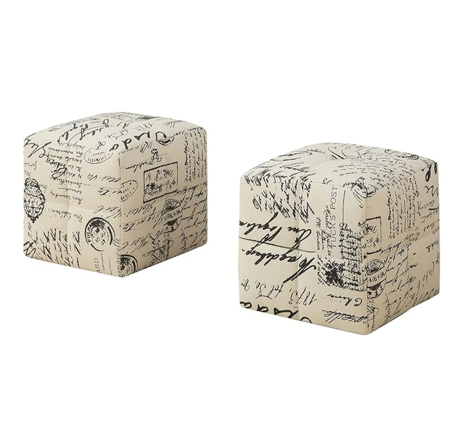 Kids Ottomans Set of 2 - Cube Shaped Pouf - Vintage French Fabric ...