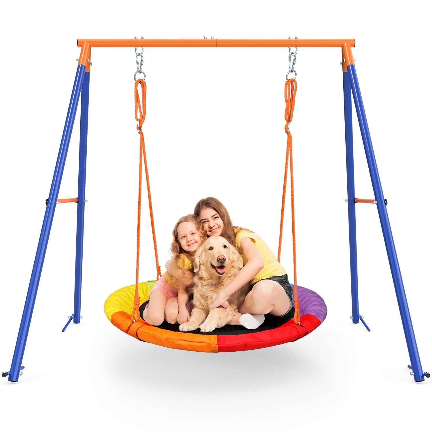Kids Outdoor Disc Swing with Rack, 440 lb Swing Set, Backyard Heavy ...