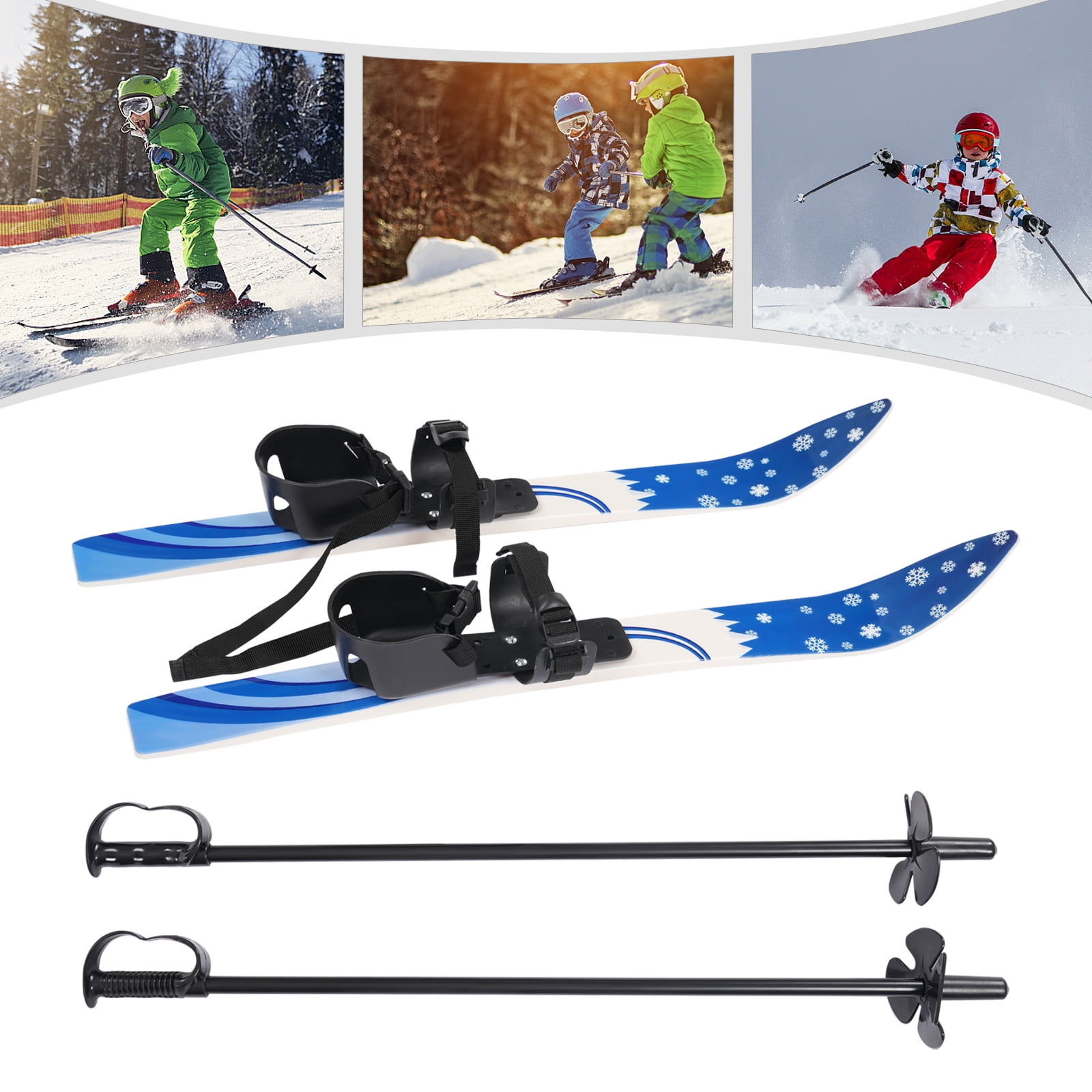 Kids Outdoor Ski Set, 26.77x2.36in Skis & Poles, 110.23lbs Load-Bearing ...