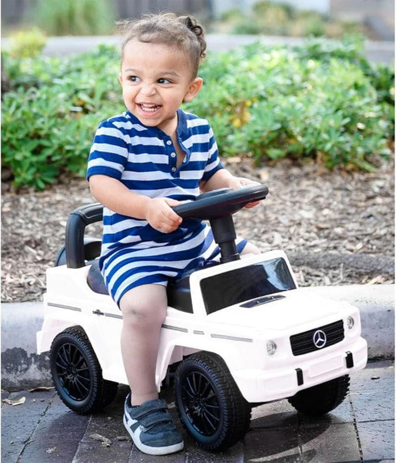 Kids Outdoor Stroller Mercedes G-Wagon Push Car with Working Lights ...