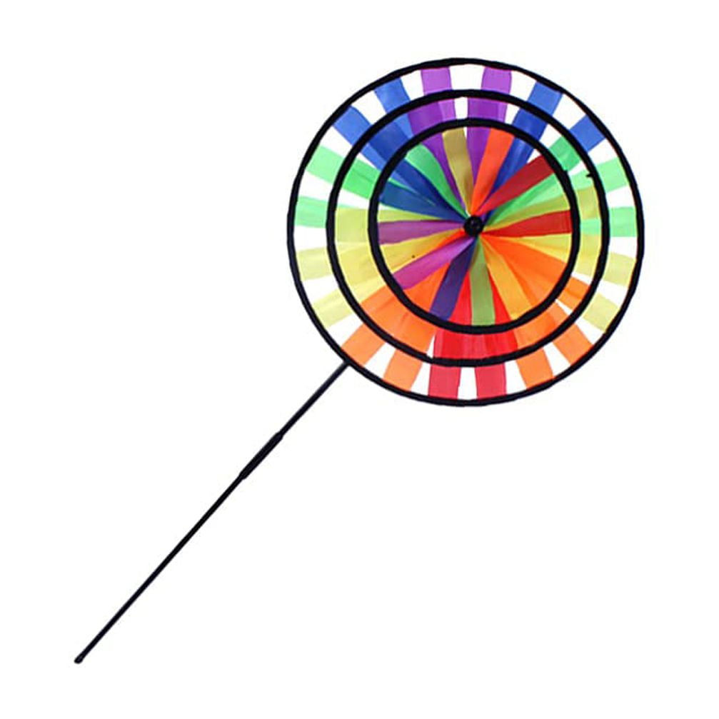 Kids Outdoor Toys Rainbow Triple Wheel, Colorful Whirl Pinwheel Wind ...