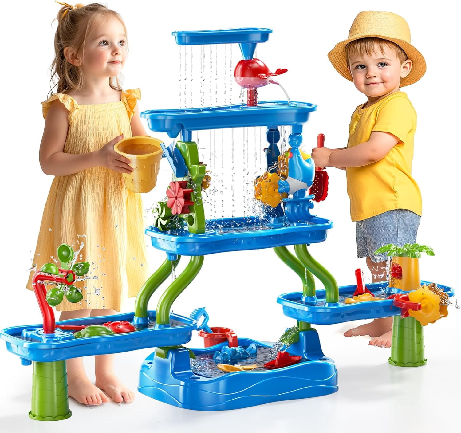 Kids Outdoor Water Table for Toddlers Kids Ages 3-5 4-8, 5-Tier Water ...