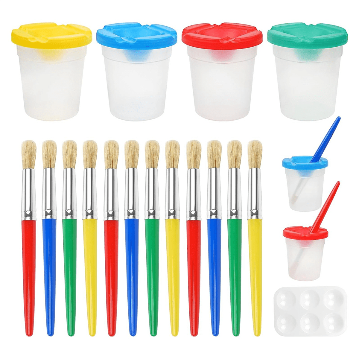 Kids Paint Brushes, 17Pcs Childrens Paint Brushes Set, Colorful Paint ...