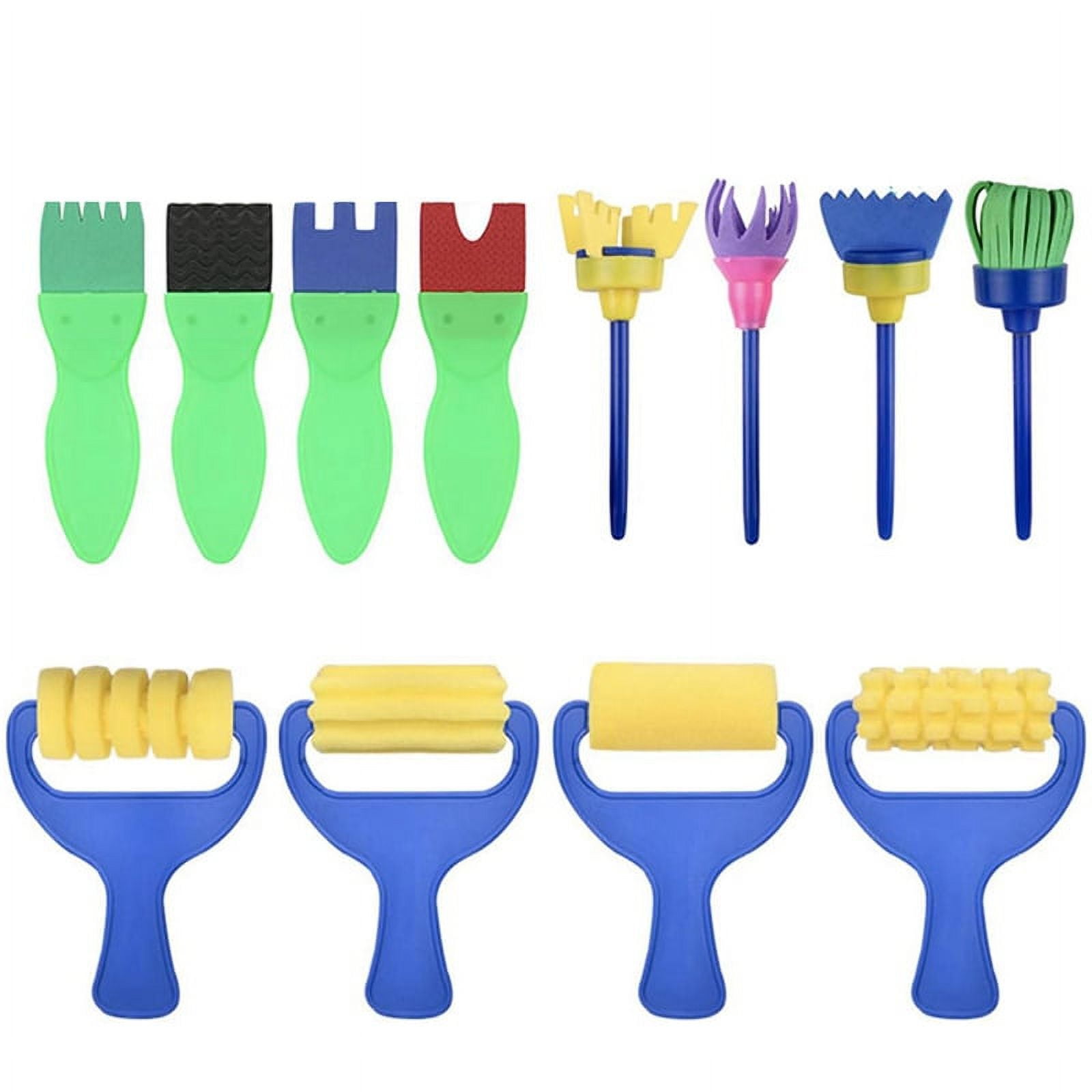 Kids Paint Brushes Set, 12 Pack Washable Sponge Painting Brushes ...