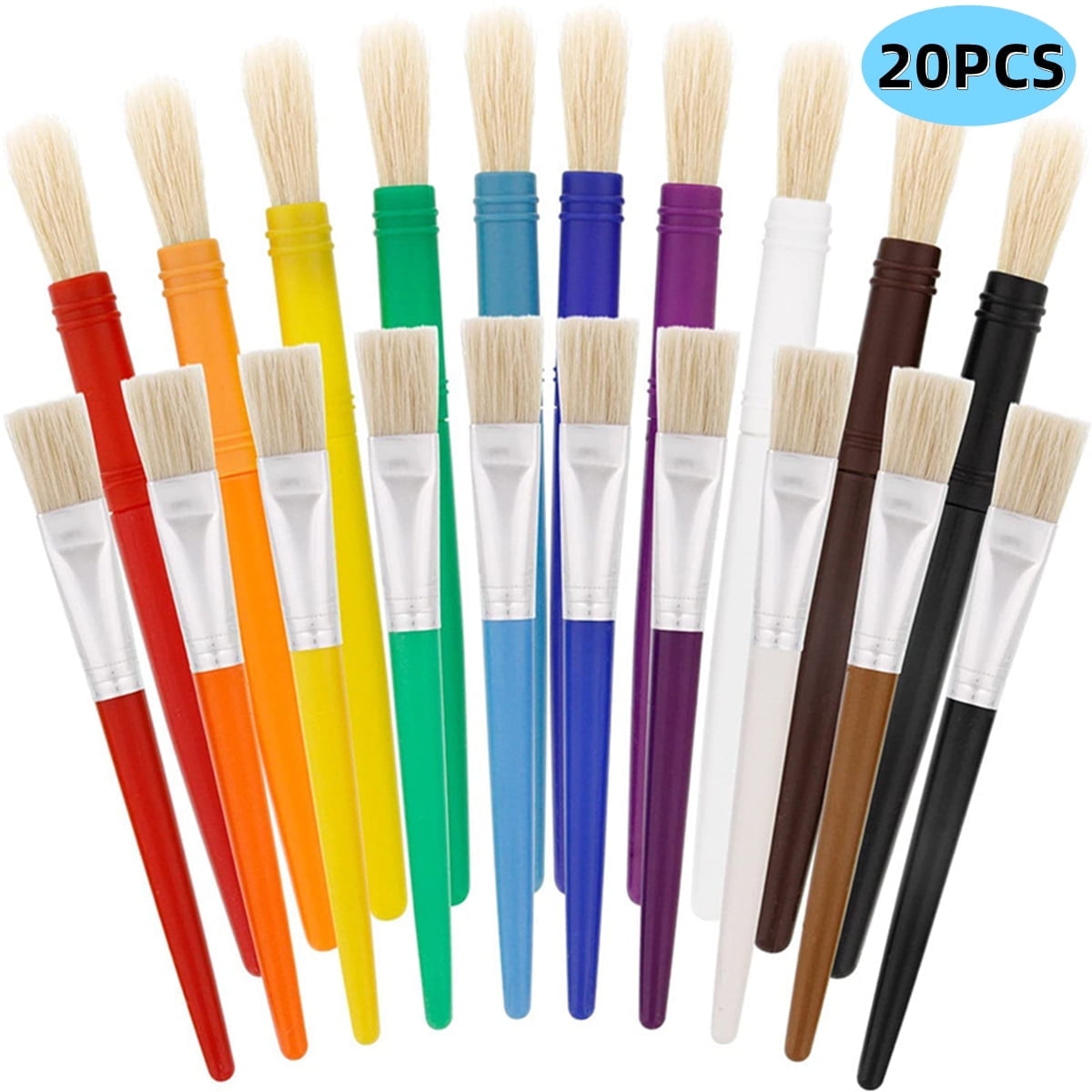 Walmart Kids Paint Brushes Set, 20 Pcs Craft Paintbrushes for Children ...