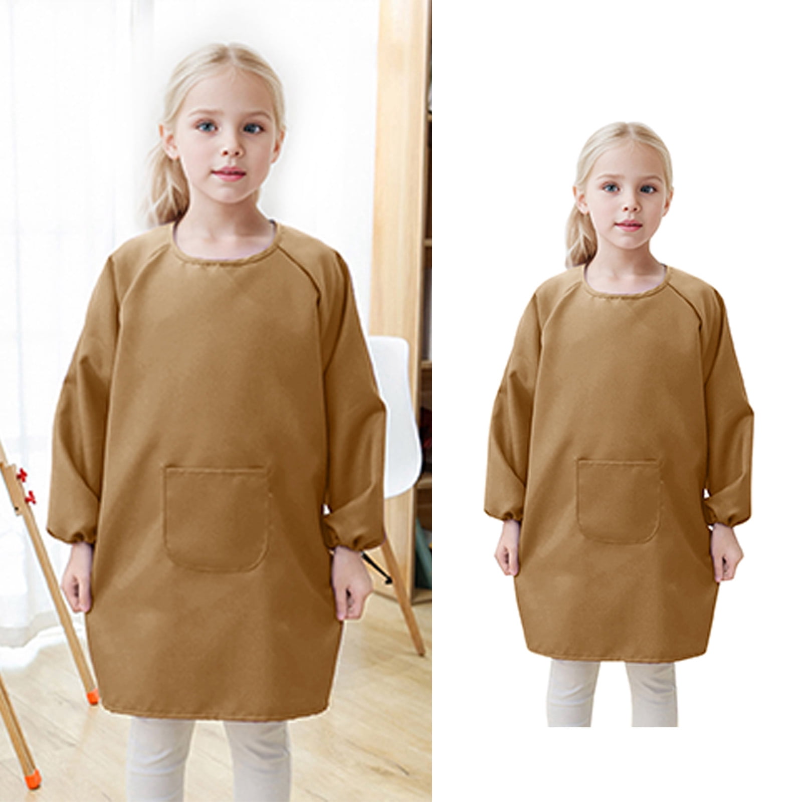 Kids Paint Smock Apron For Painting Long Sleeve Khaki Smock Pair With A ...