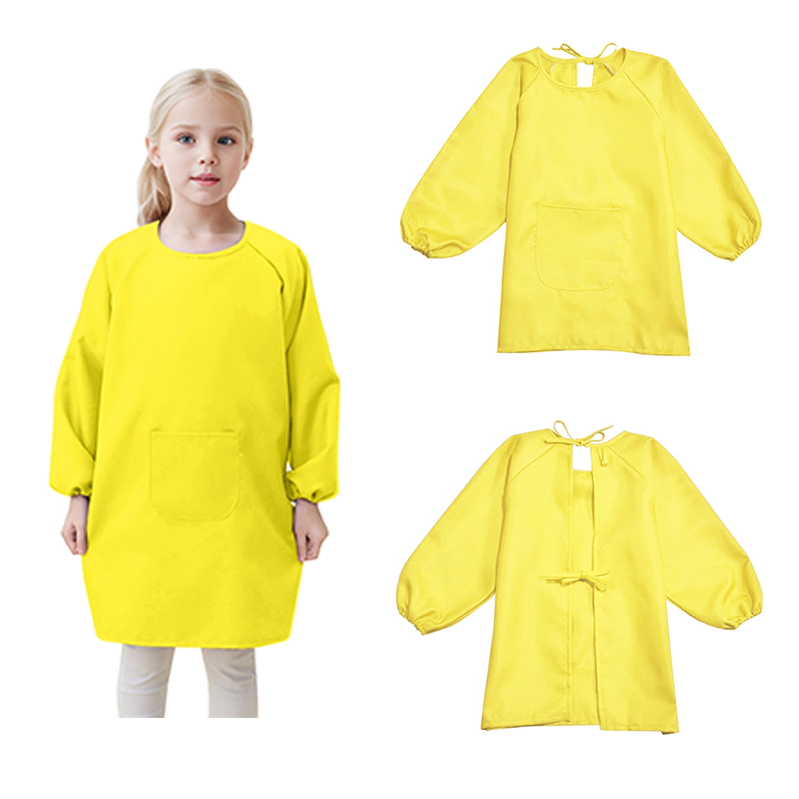Kids Painting Smock Apron For Painting Long Sleeve Yellow Smock With ...