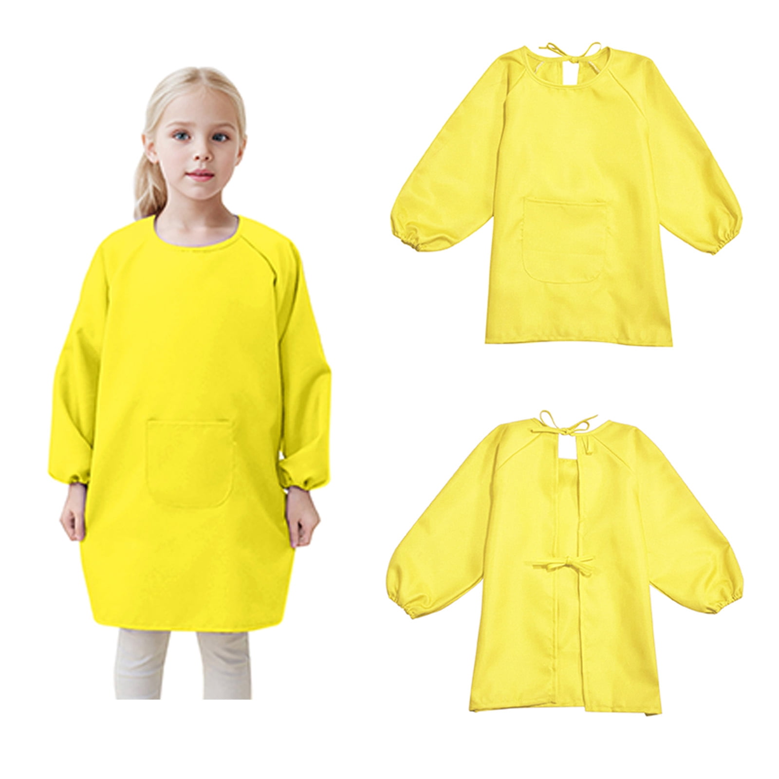 Kids Painting Smock Aprons For Painting Long Sleeve Yellow Smock With ...