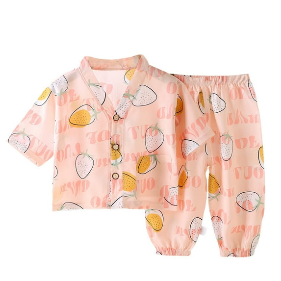 Kids Pajamas Bear Floral Alphabet Print Homewear Silk Set Summer 2 ...