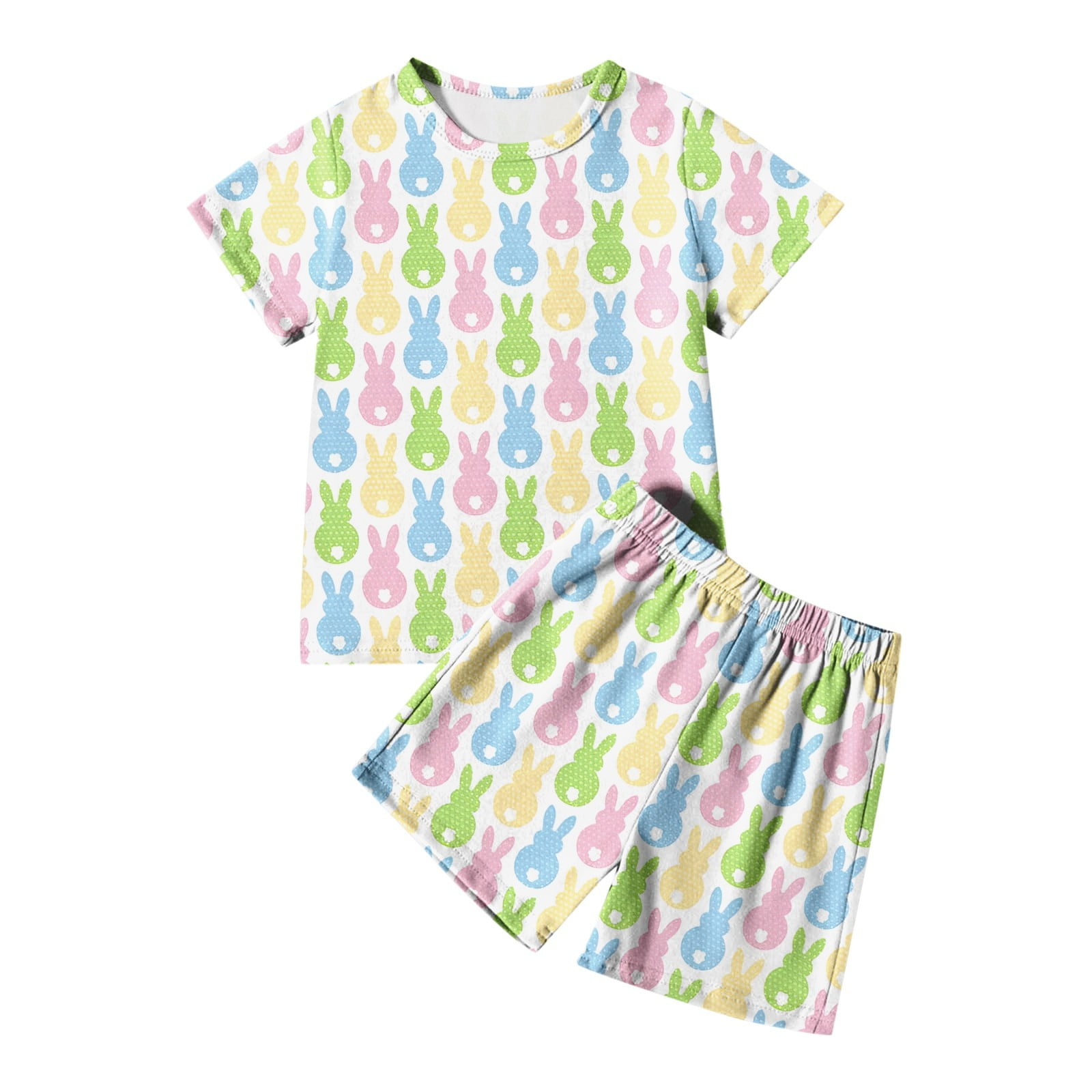 Kids Pajamas Boys Boys Easter Pajamas Bunny Printed Short Sleeve Top ...