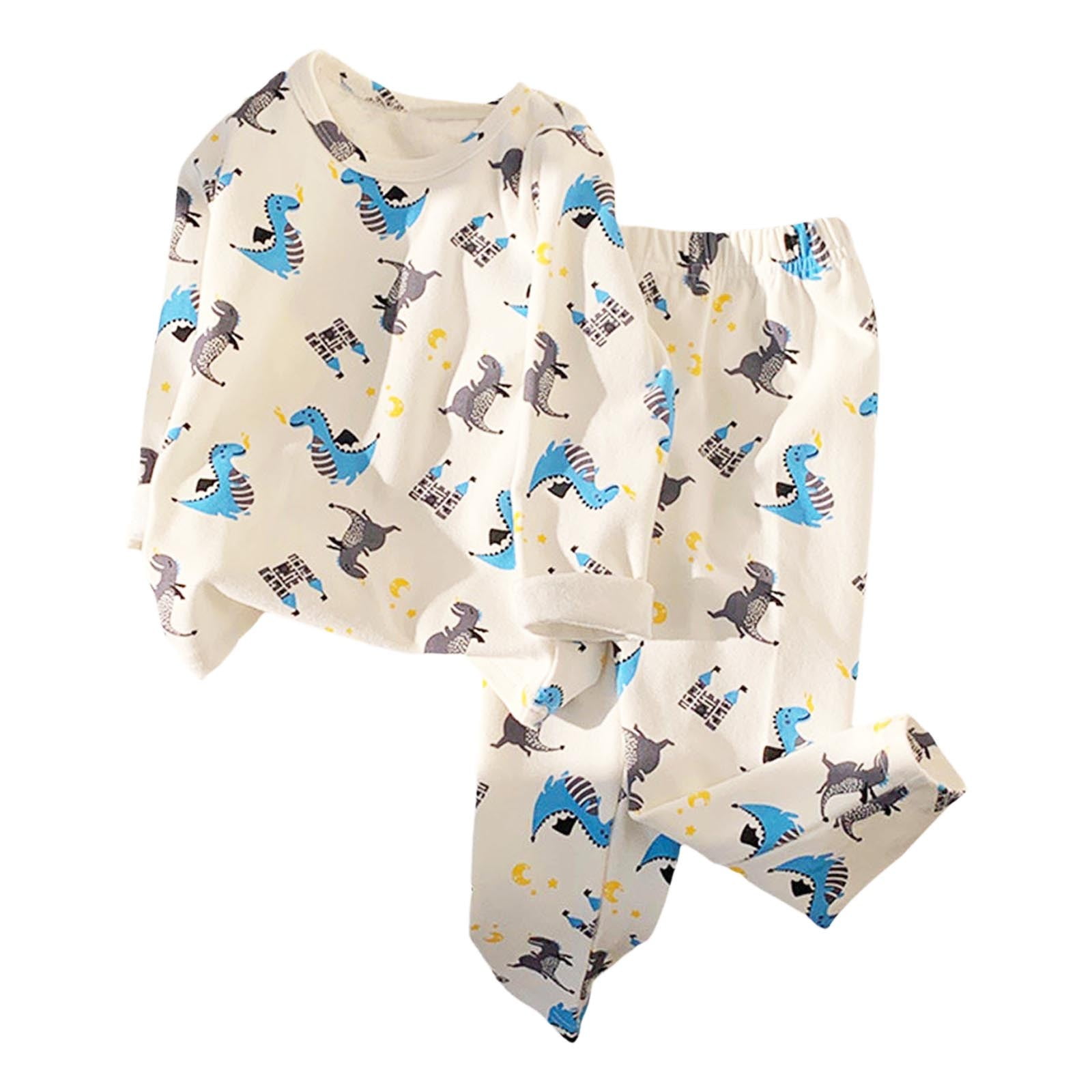 Kids Pajamas Boys Girls Button Down Pajama Sets Soft Polyester Lapel ...