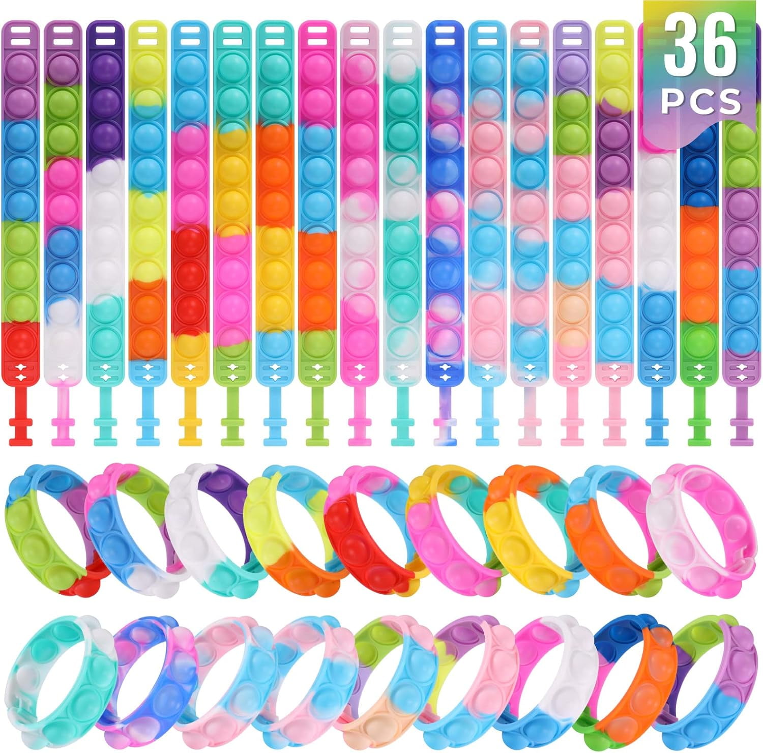 Kids Party Favors Pop Fidget Toys Bulk Its 24 Packs Fidget Bracelet It Birthday Party Favors for ...