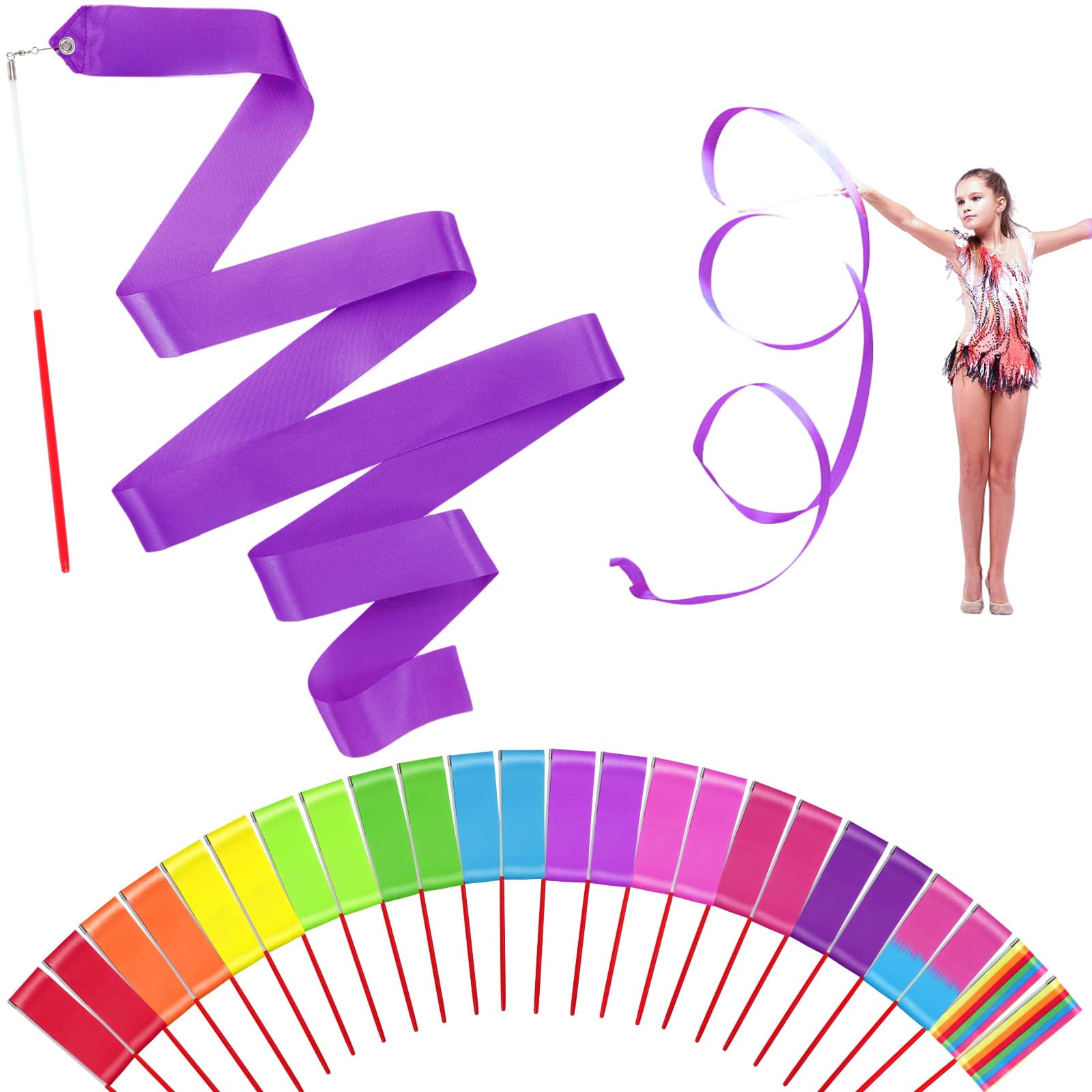 Kids Party Ribbon Wands, 24 Pack Rainbow Twirling Streamers for ...