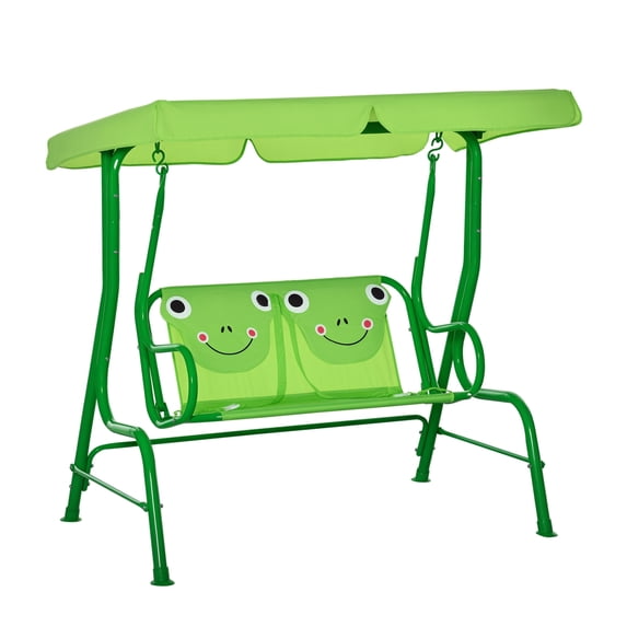 Kids Patio Swing Set - Adjustable Canopy Outdoor Swing, 2 Seats, Seat ...