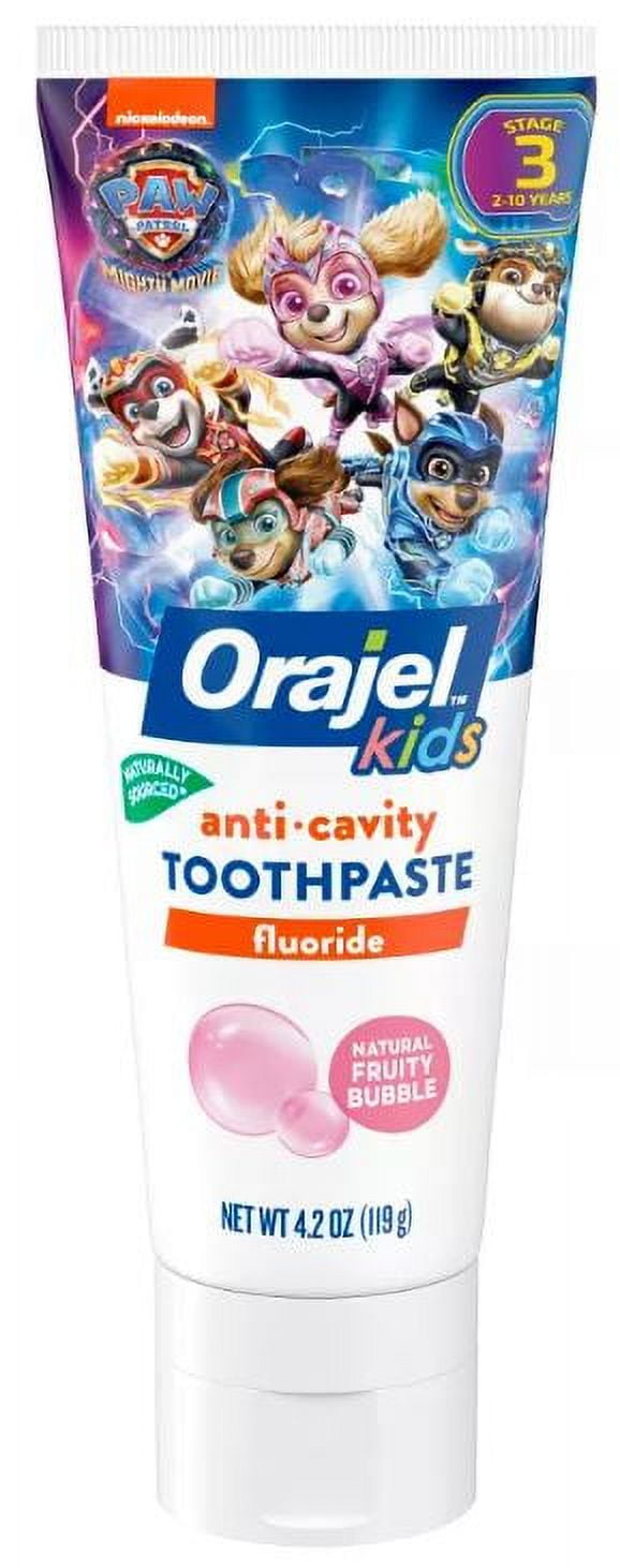 Orajel Kids Paw Patrol Fluoride Toothpaste, Natural Fruity Bubble ...